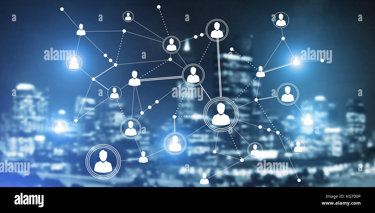Background conceptual image with social connection lines on dark ...
