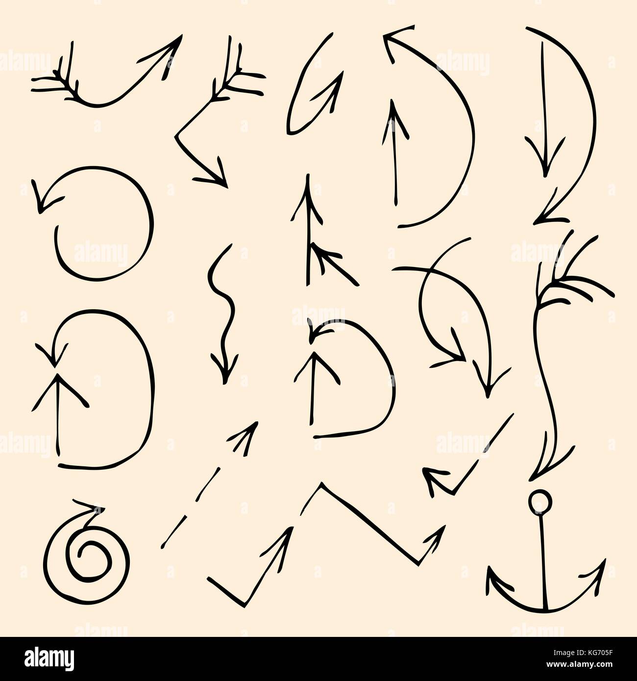 Hand drawn arrows collection set. Vector illustration Stock Vector ...