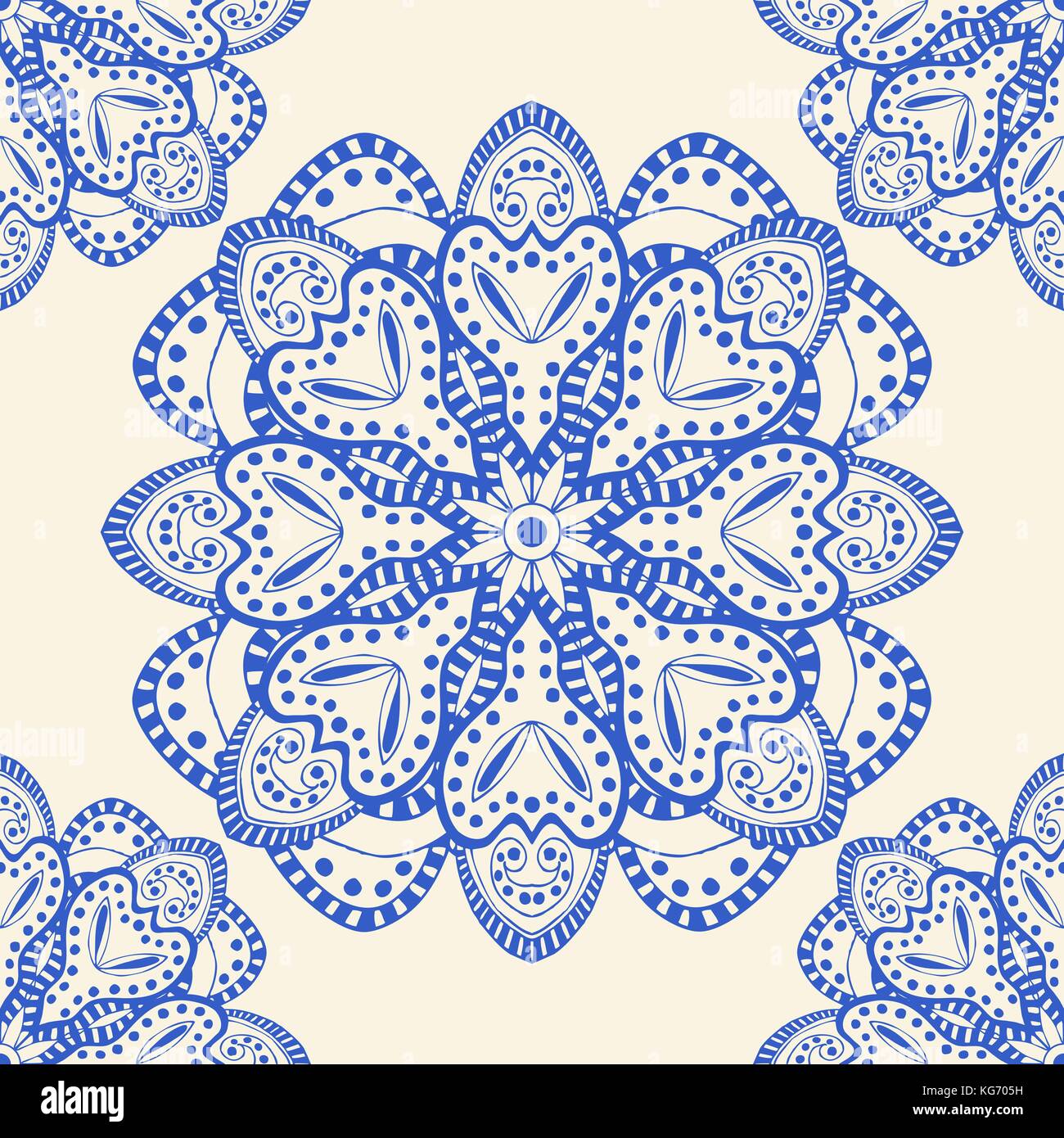Blue seamless pattern. Design for dutch tile, background, textile Stock ...