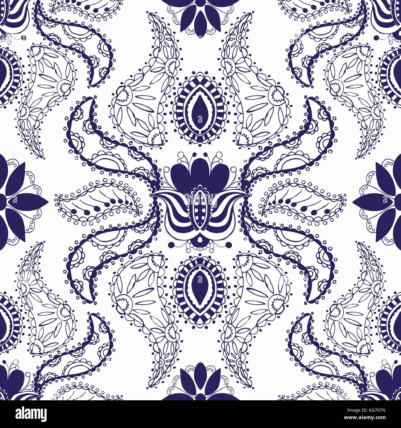 Blue seamless pattern. Design for dutch tile, background, textile Stock ...