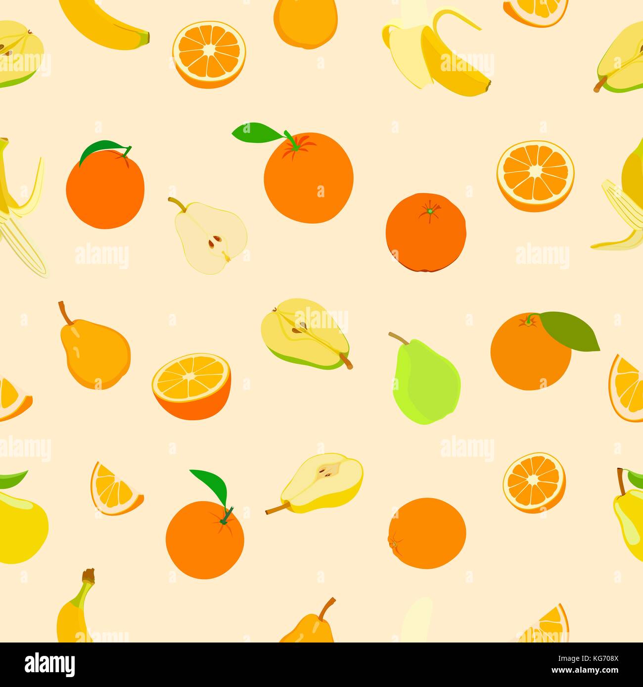 Seamless Pattern With Colored Fruits Vector Illustration Stock Vector
