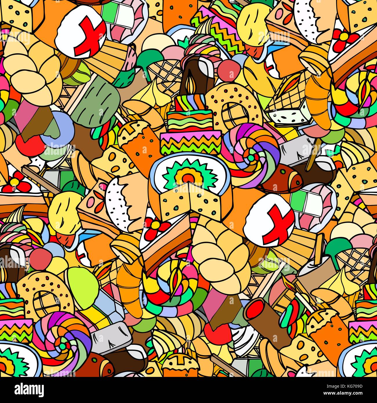Seamless pattern. Set of confectionery. Vector illustration image Stock ...