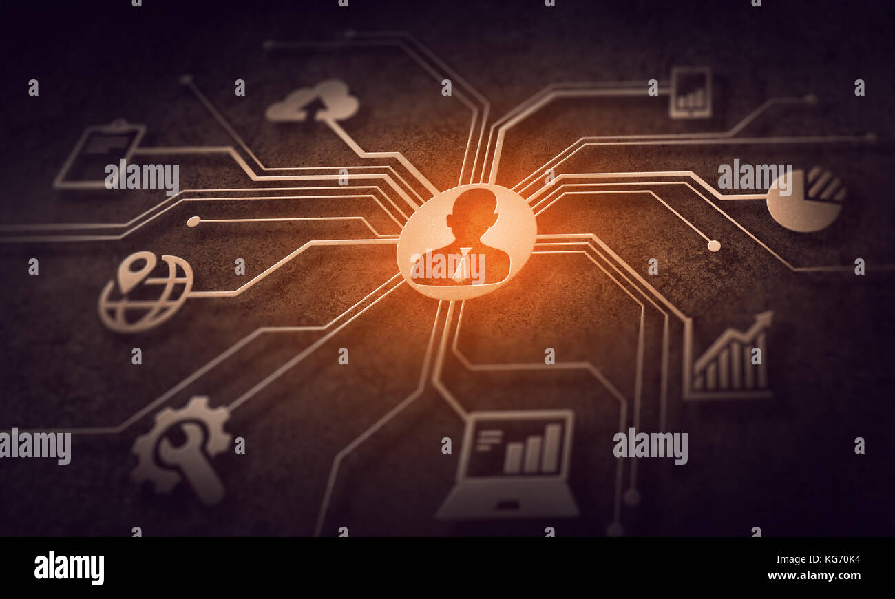 Digital background with social interaction and connection concept. 3D ...
