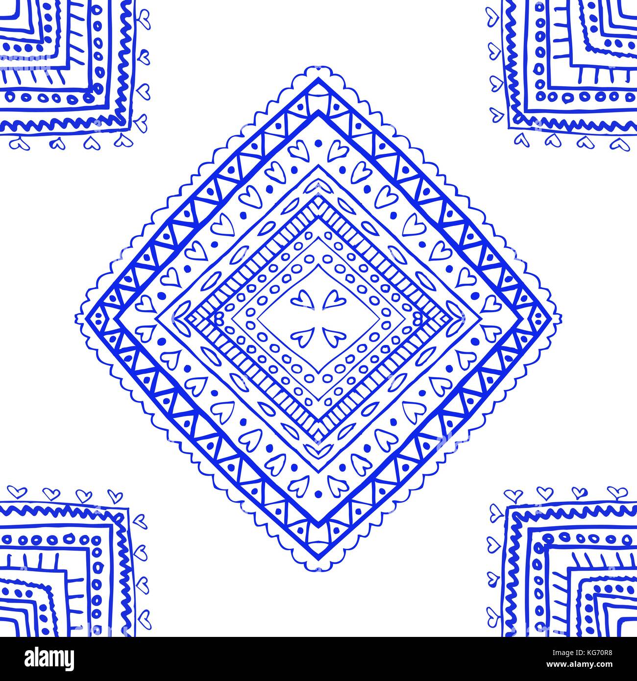 Blue seamless pattern. Design for dutch tile, background, textile Stock ...