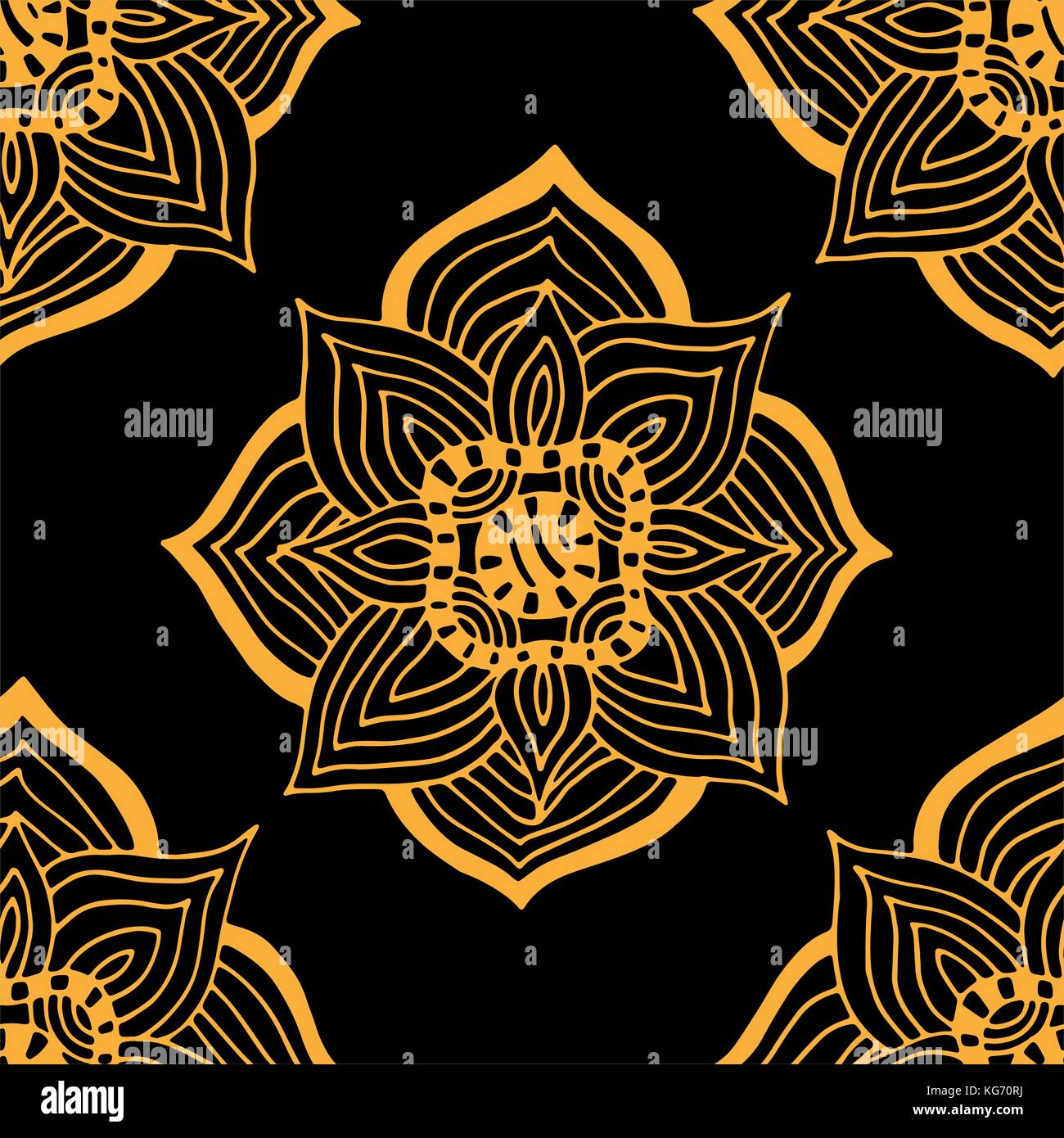 Vector seamless black and yellow pattern. Isolated on white Stock ...