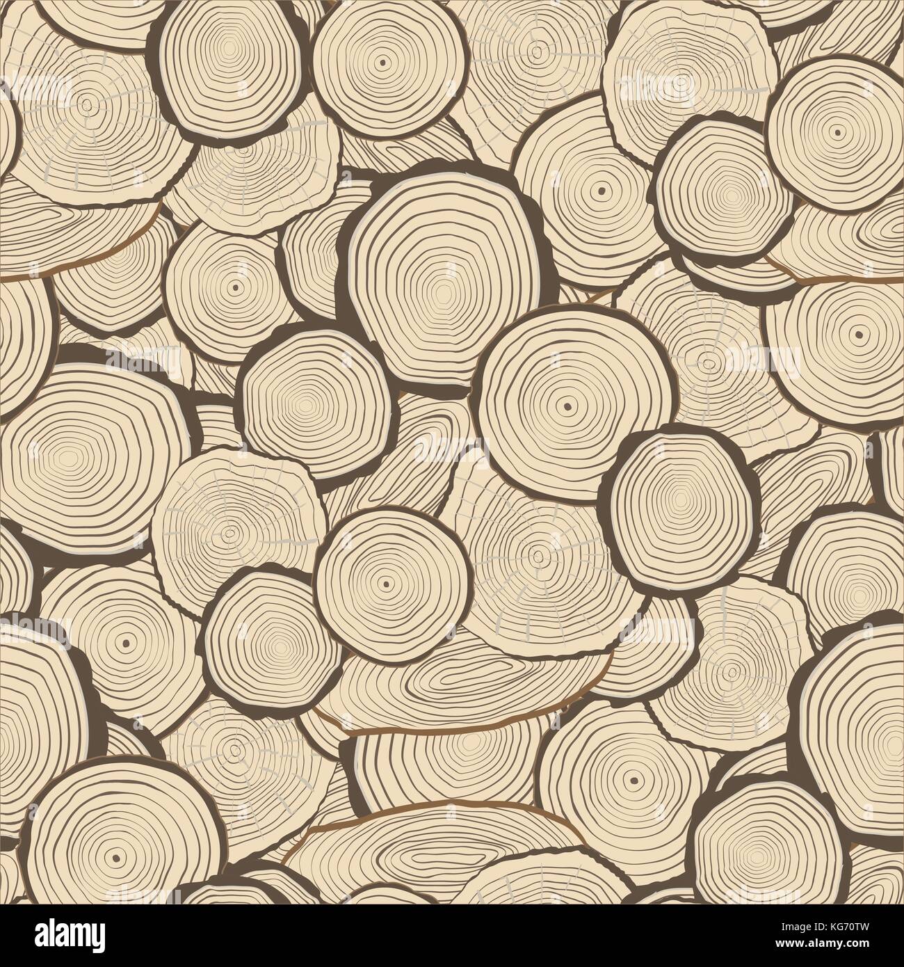 Tree rings saw cut tree trunk background. Seamless wallpaper. Vector ...