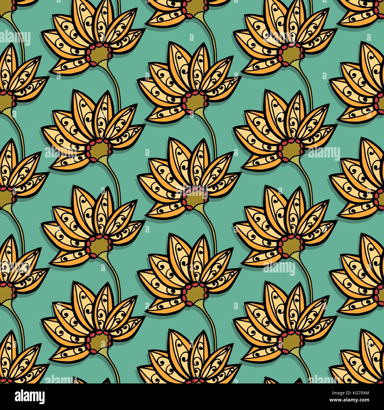 Seamless Floral Pattern. Hand Drawn Floral Texture, Decorative Flowers ...