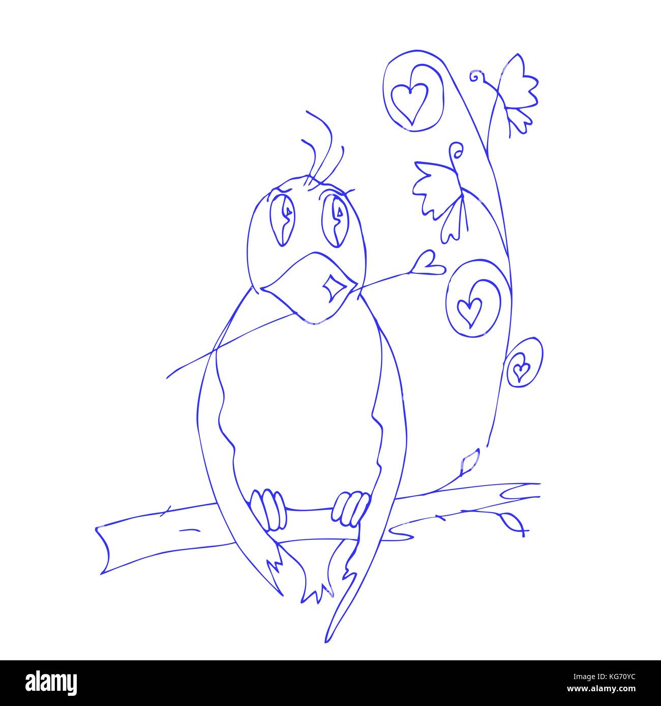 Blue Bird doodles. Isolated on white. Vector Stock Vector Image & Art ...
