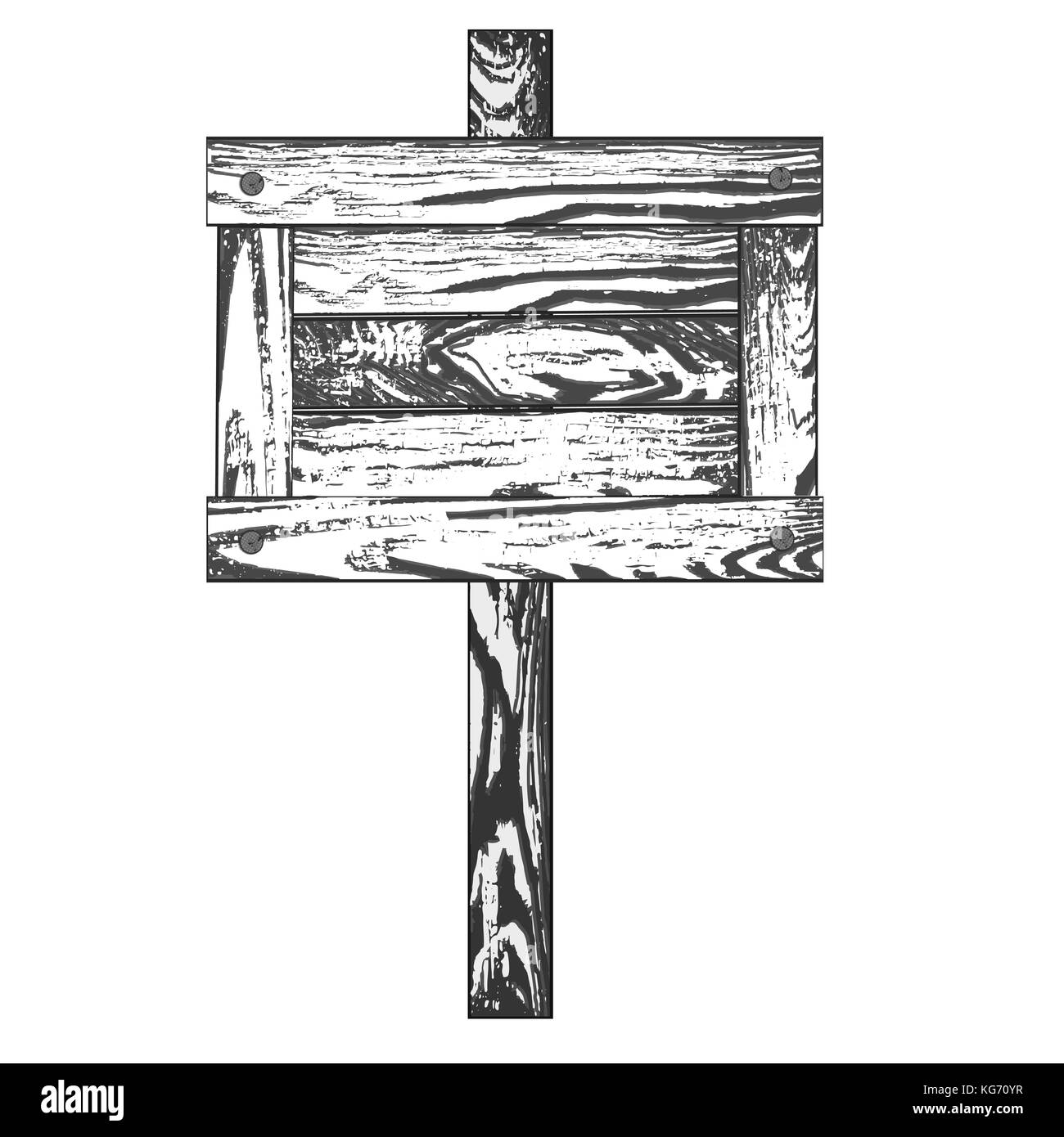 Monochrome Wooden sign. Vector illustration. Isolated on white Stock ...