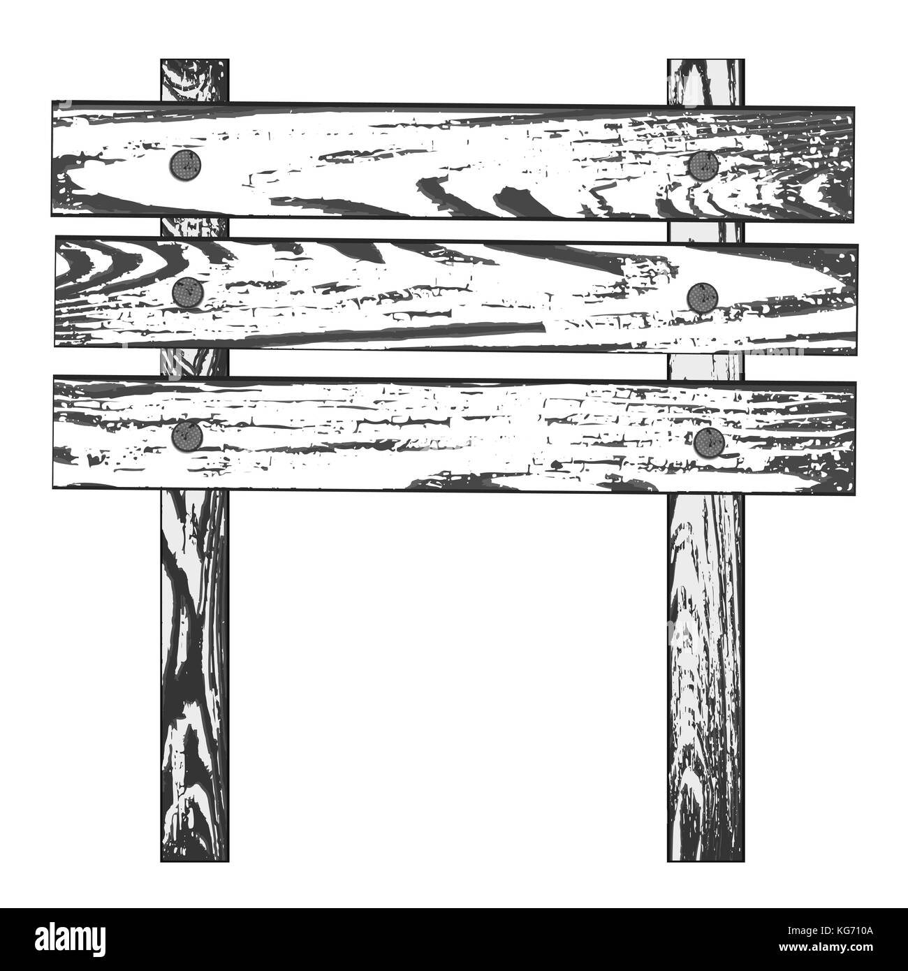 Monochrome Wooden sign. Vector illustration. Isolated on white Stock ...