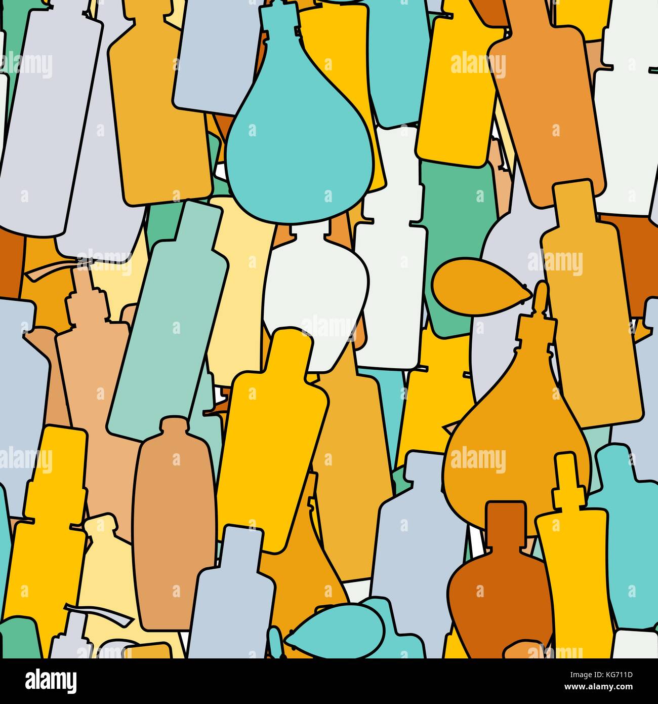Seamless vector pattern with doodles-style bottles illustration Stock ...