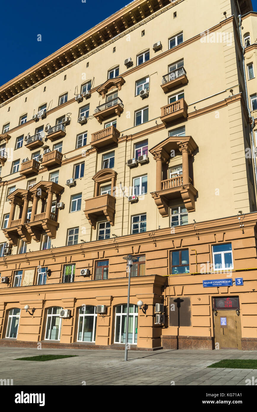 Moscow, Russia - November 2. 2017. Home Stalin-era and polyclinic on ...