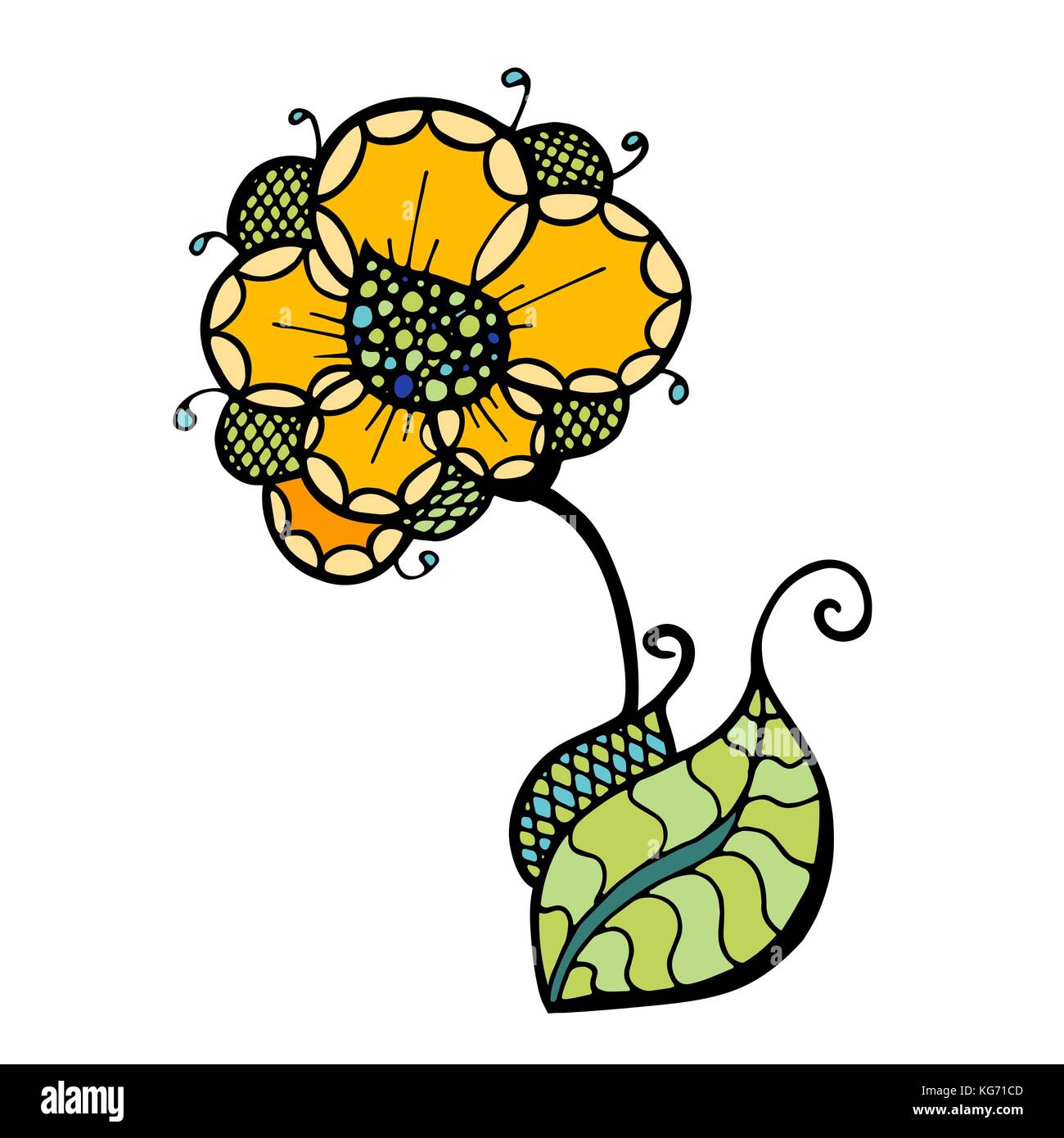 Sketchy colored doodle flower. Vector illustration image Stock Vector ...