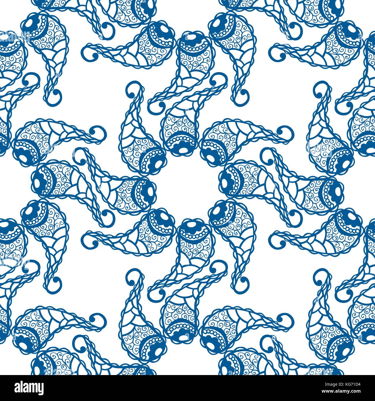 Vector seamless blue pattern. Isolated on white Stock Vector Image ...
