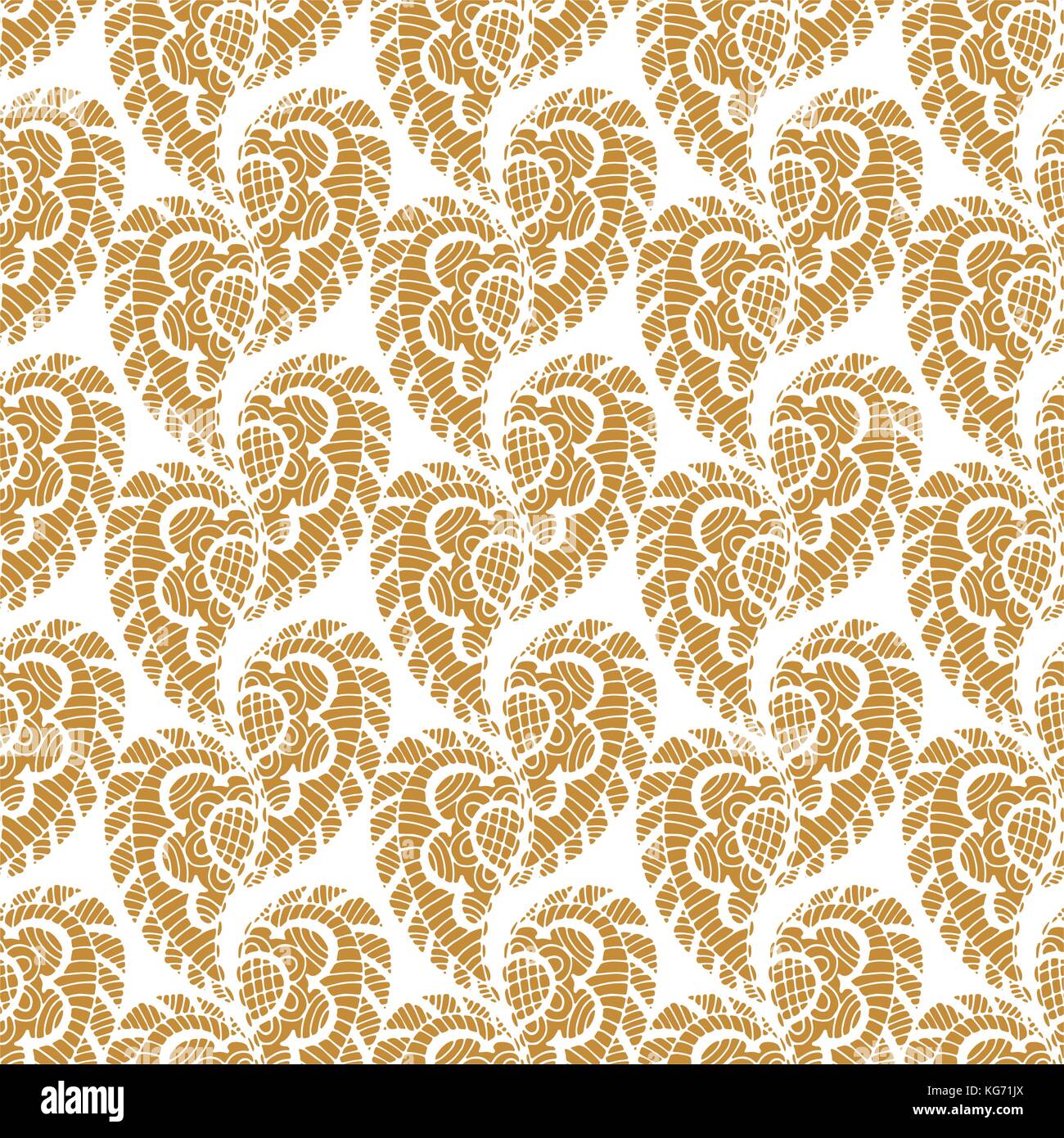 Vector Seamless Abstract Golden Tribal Pattern. Hand Drawn Ethnic ...