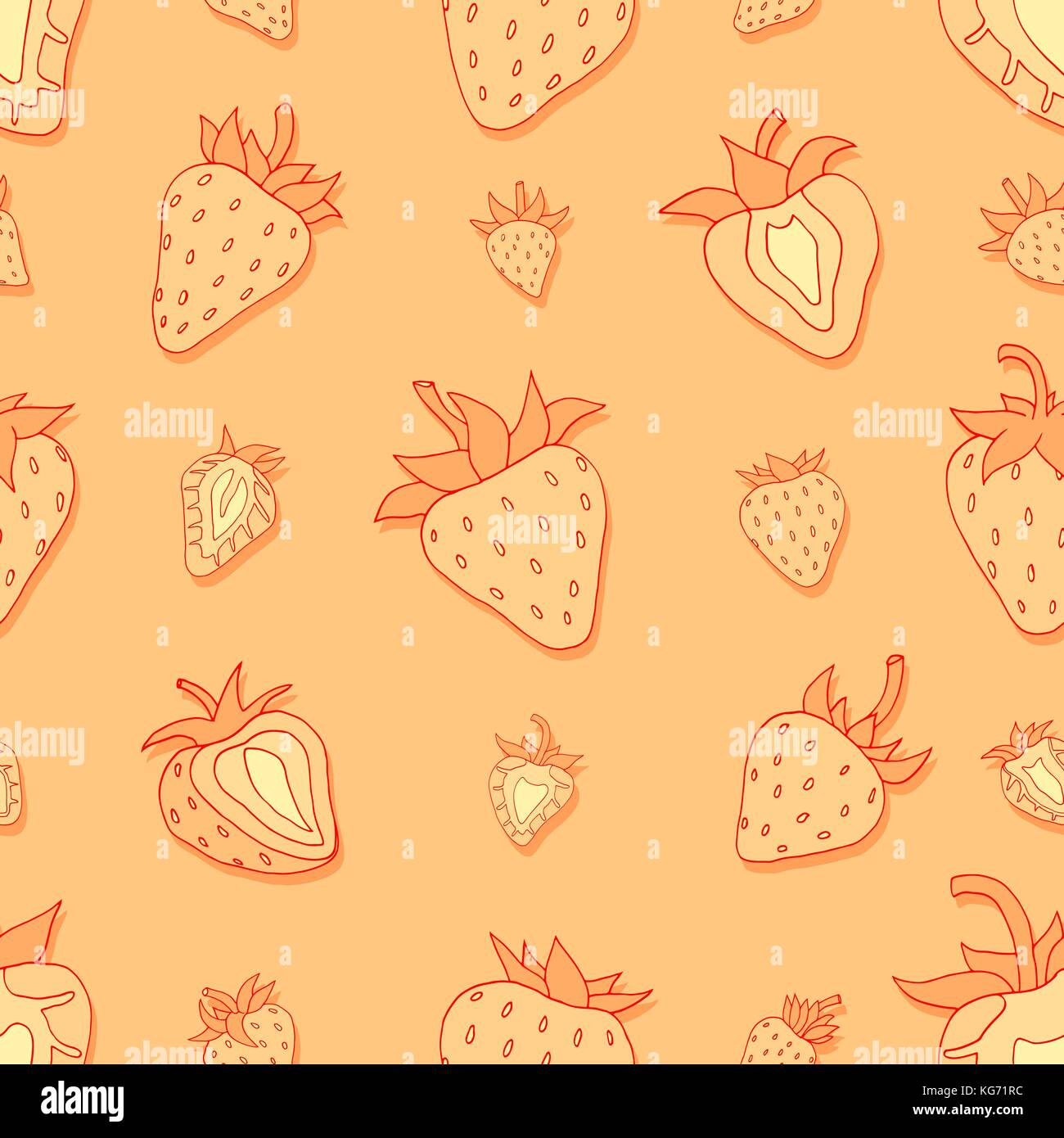 Seamless pattern Background of Red strawberries background. Hand drawn ...