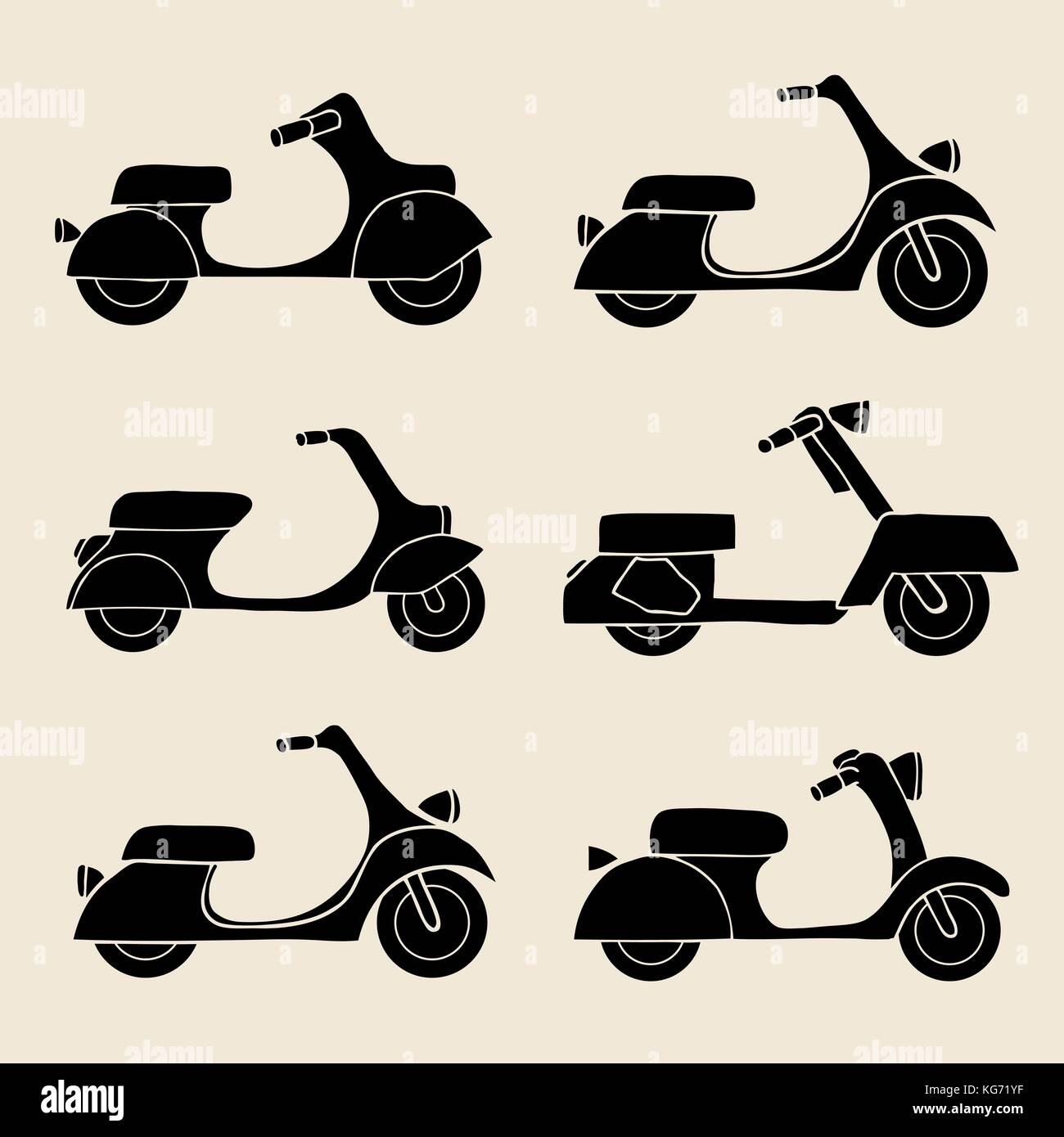 Set of transport icons - scooter and moped, vector illustration Stock ...
