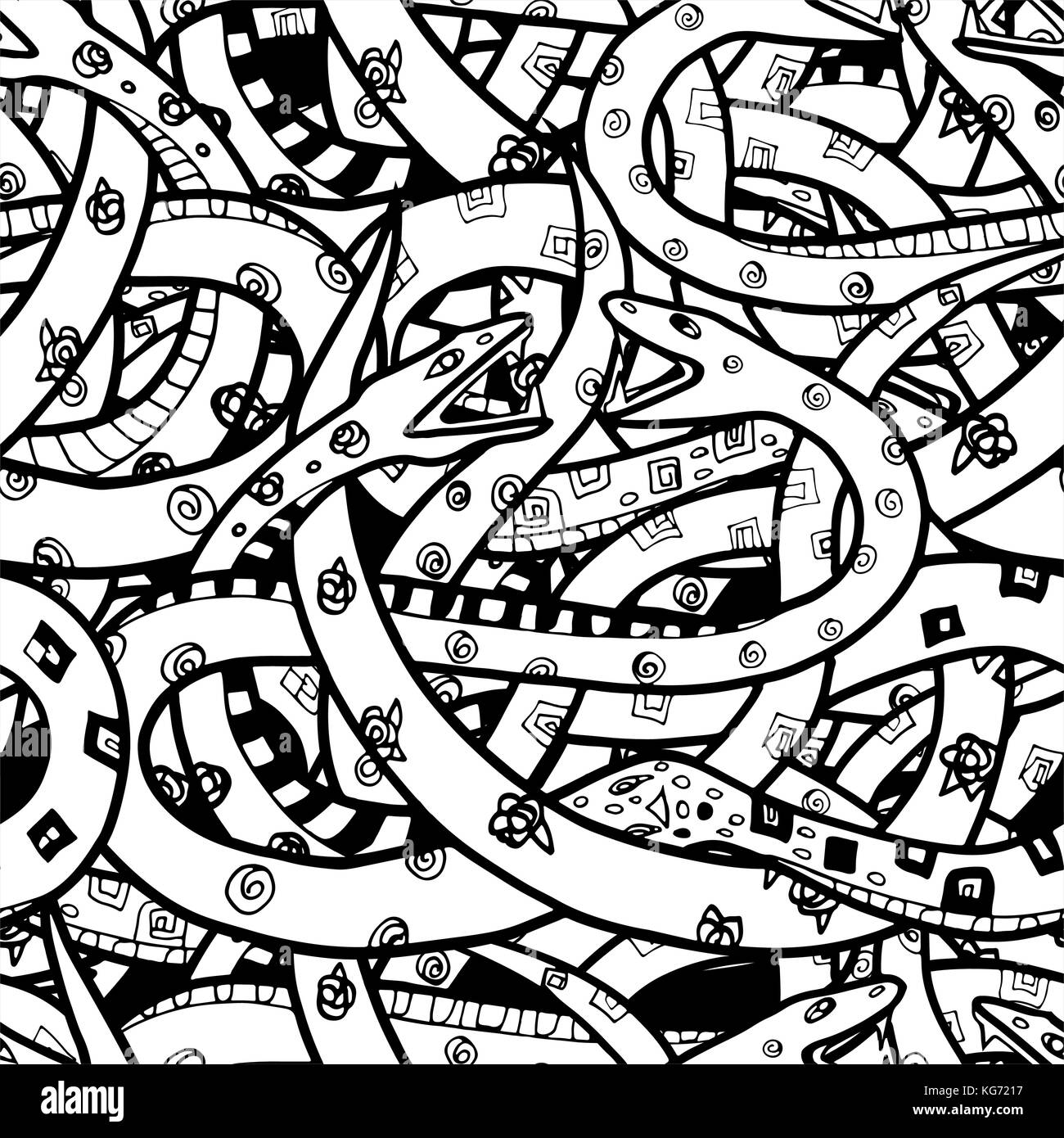 Abstract seamless pattern of snakes. Vector illustration Stock Vector ...