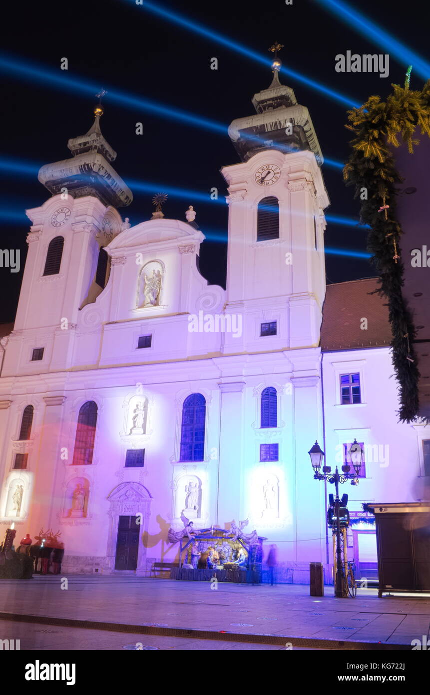 Saint Ignatius of Loyola Benedictine Church in Gyor City with Christmas ...