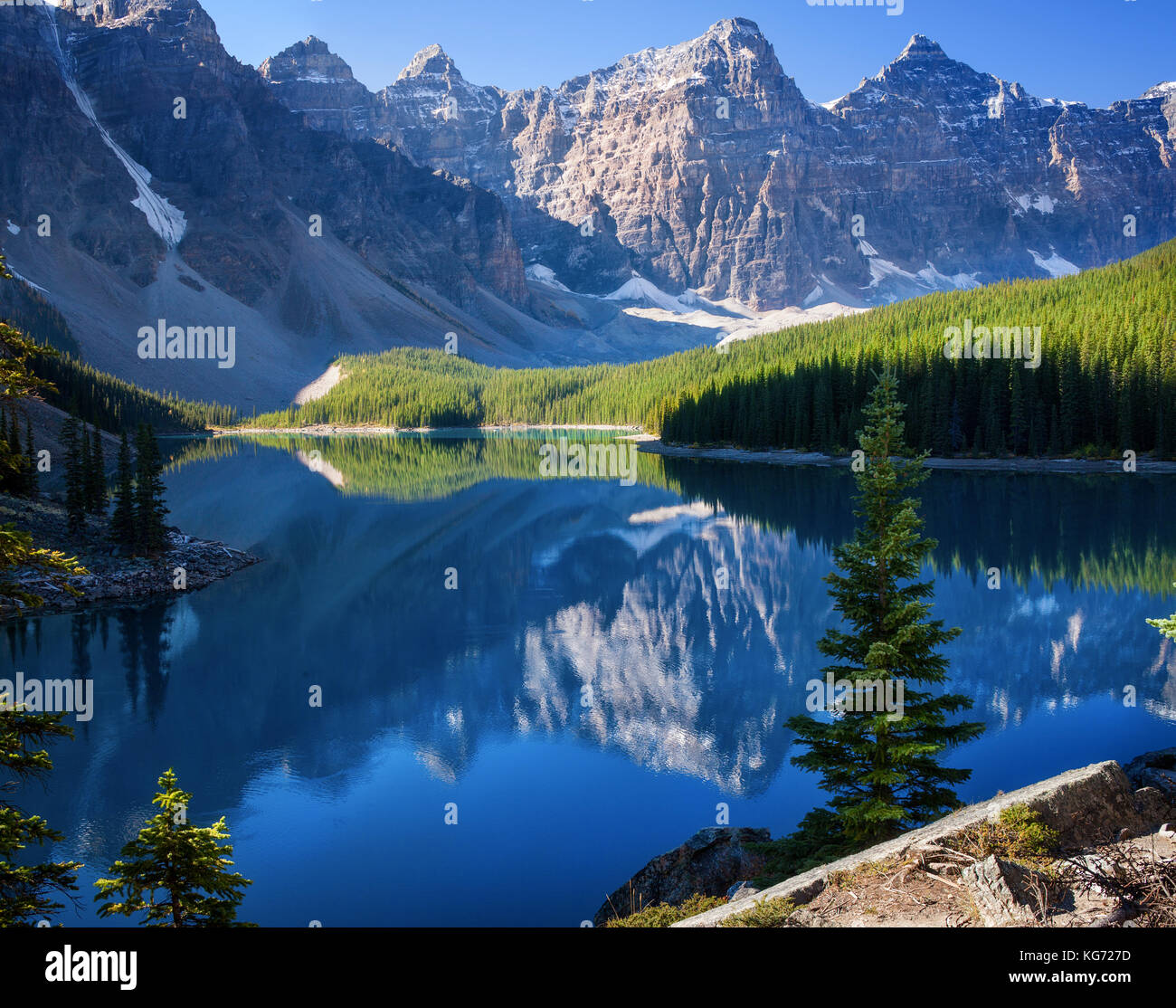 Moraine lake is a glaciated lake in Banff, Alberta Canada Stock Photo ...