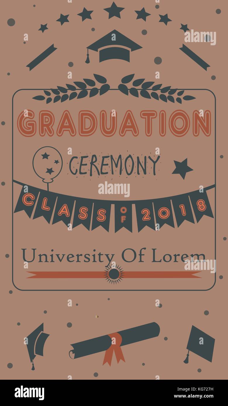 Graduation Ceremony Announcement. Class of 2018. Retro Style. Old Style ...