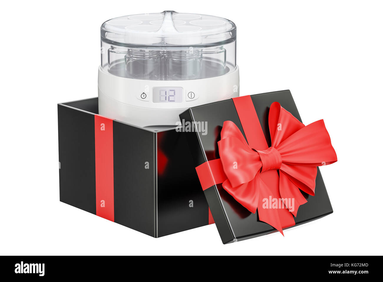 Automatic yogurt maker inside gift box, gift concept. 3D rendering ...