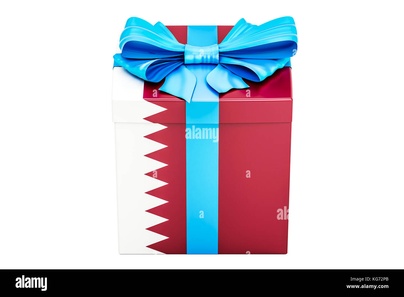 Gift box with flag of Qatar, holiday concept. 3D rendering isolated on ...
