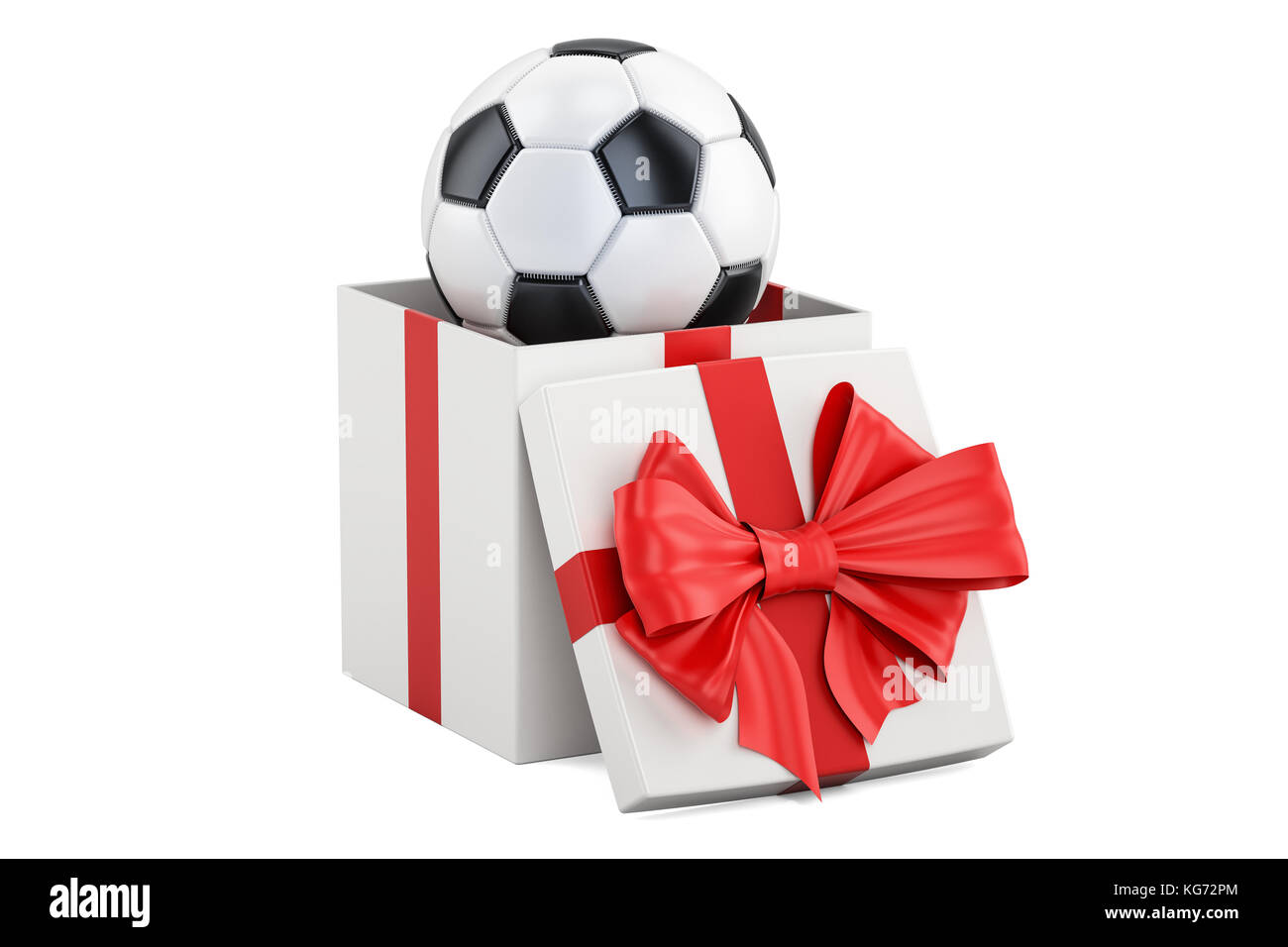 Gift concept, soccer ball inside gift box. 3D rendering Stock Photo - Alamy