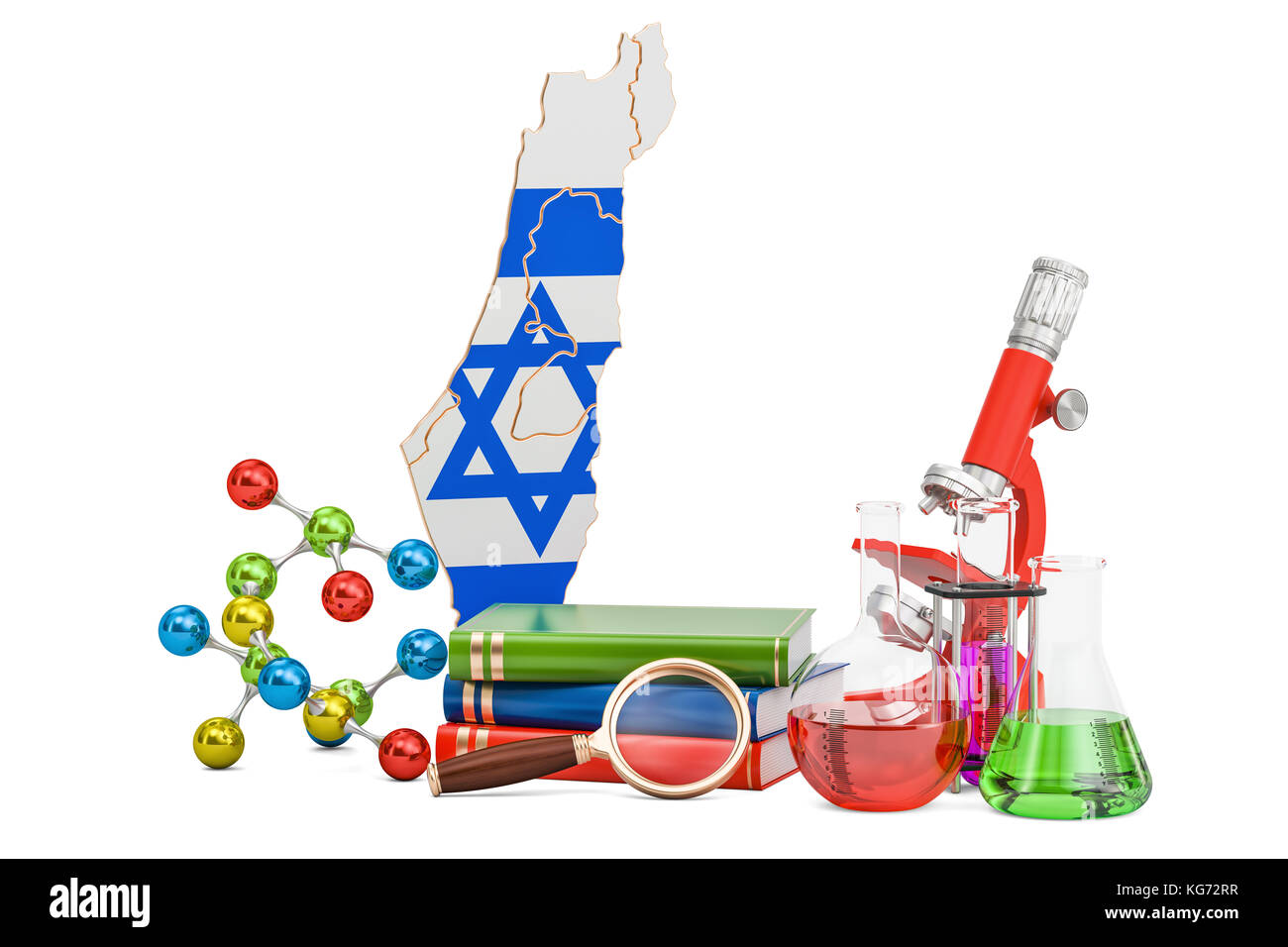 Scientific research in Israel concept, 3D rendering isolated on white ...