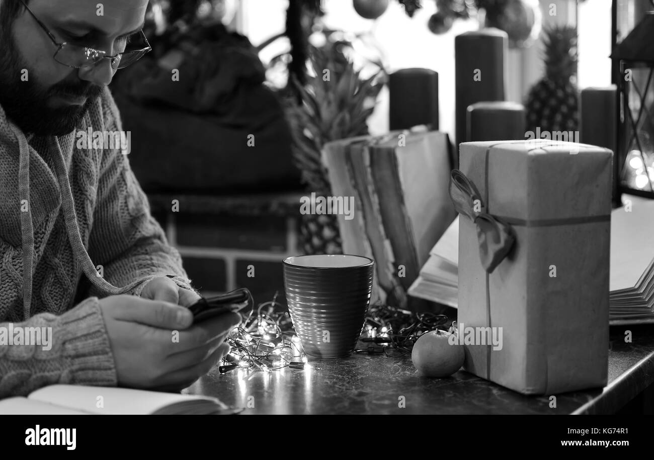 Old man writing a letter Black and White Stock Photos & Images - Alamy