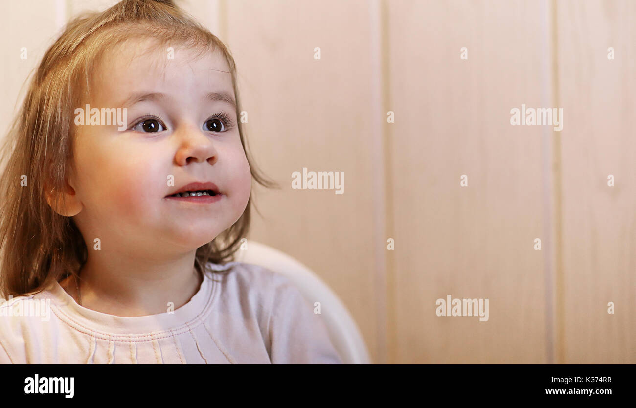 small caucasian kid smiling and have fun white background Stock Photo ...