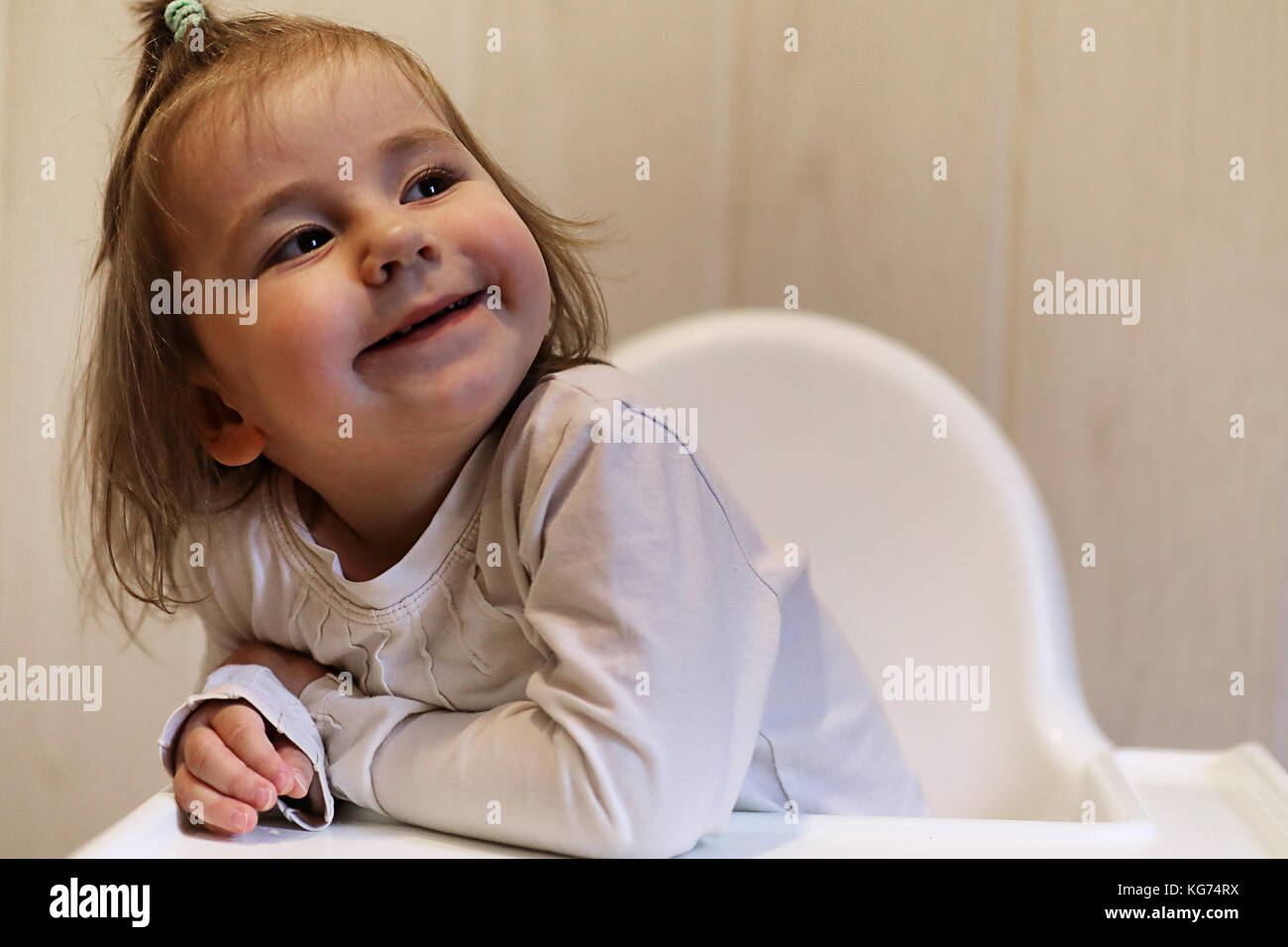 small caucasian kid smiling and have fun white background Stock Photo ...