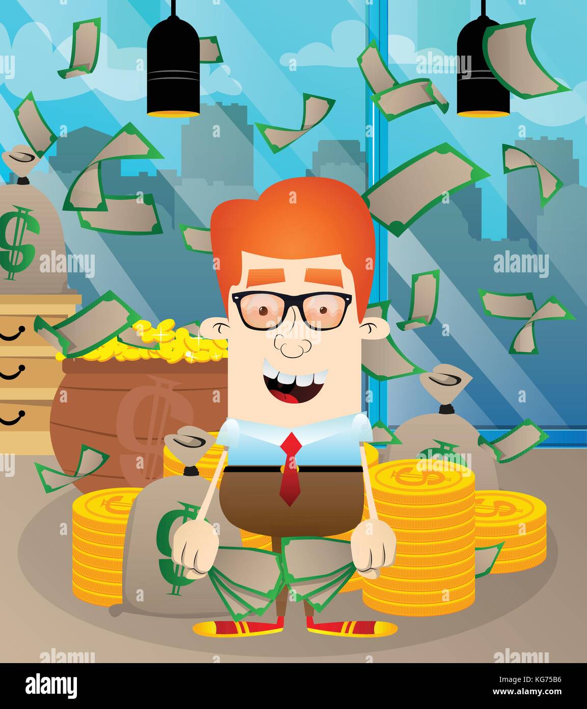 Businessman with money. Vector cartoon character illustration. Rich ...