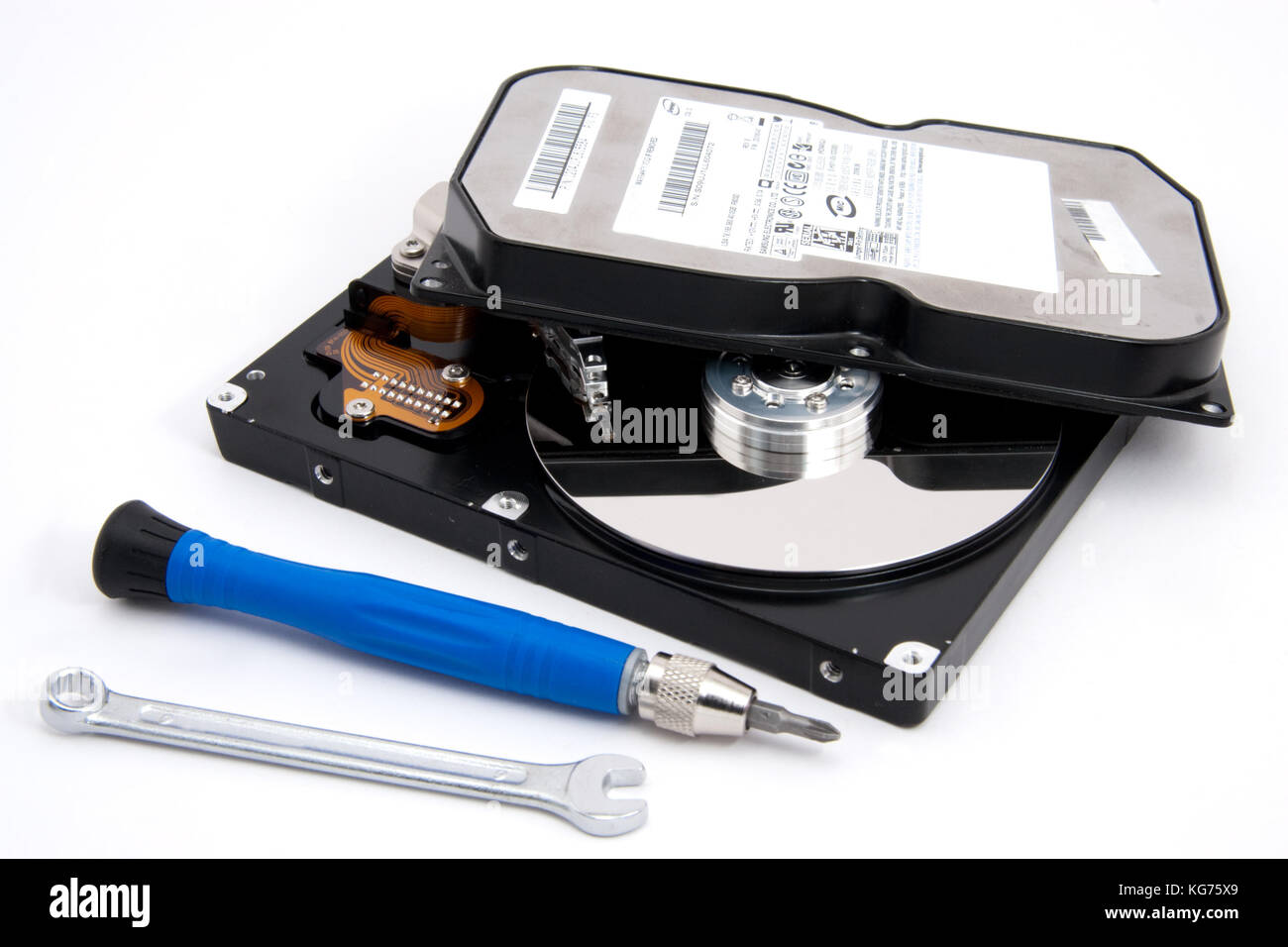 open defective computer hard drive Stock Photo - Alamy