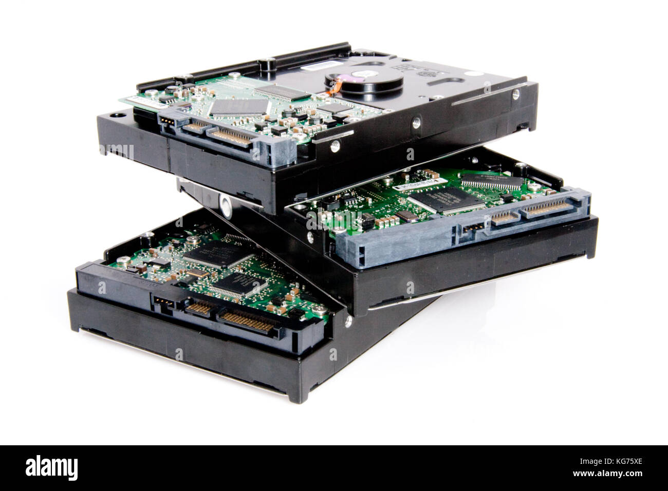 hard drive disk stack with white background Stock Photo - Alamy