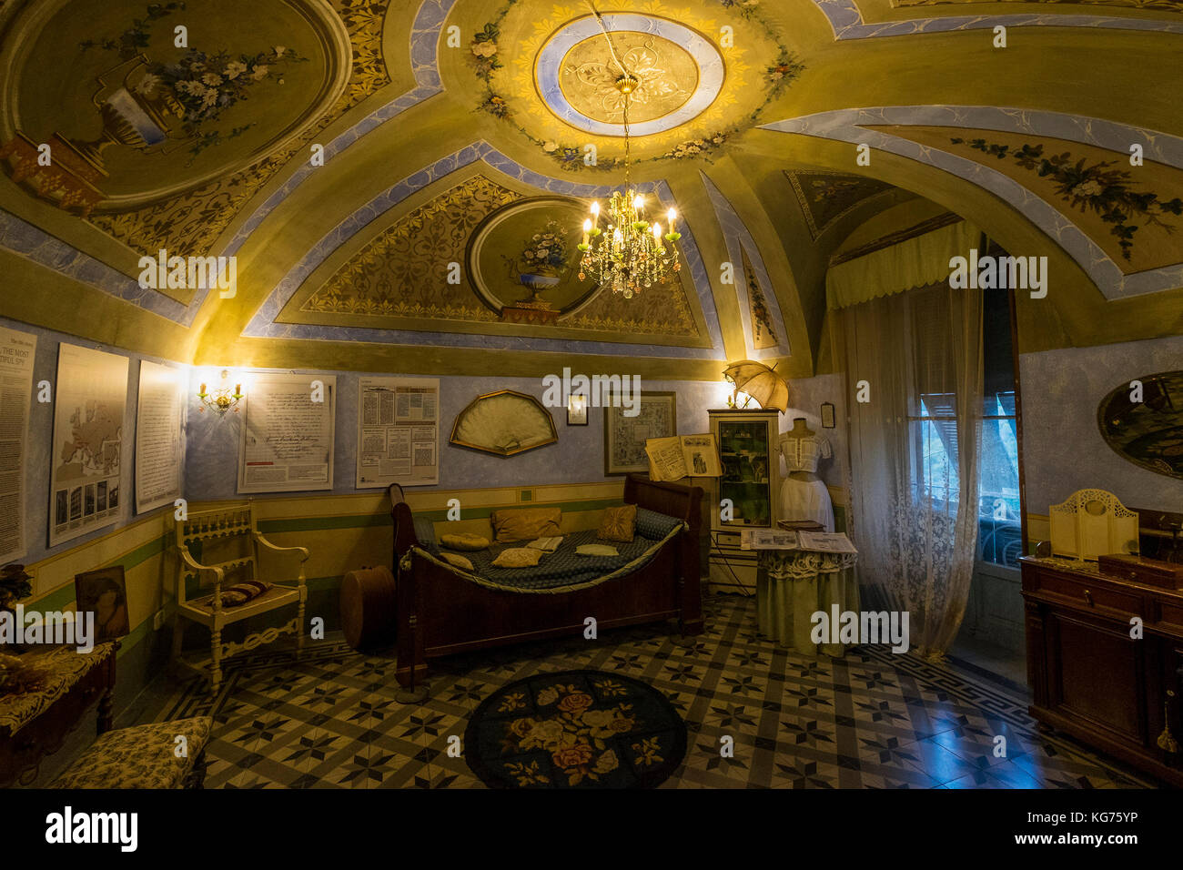 Interiors of the castle of the village of Apricale, Italy. Apricale is ...