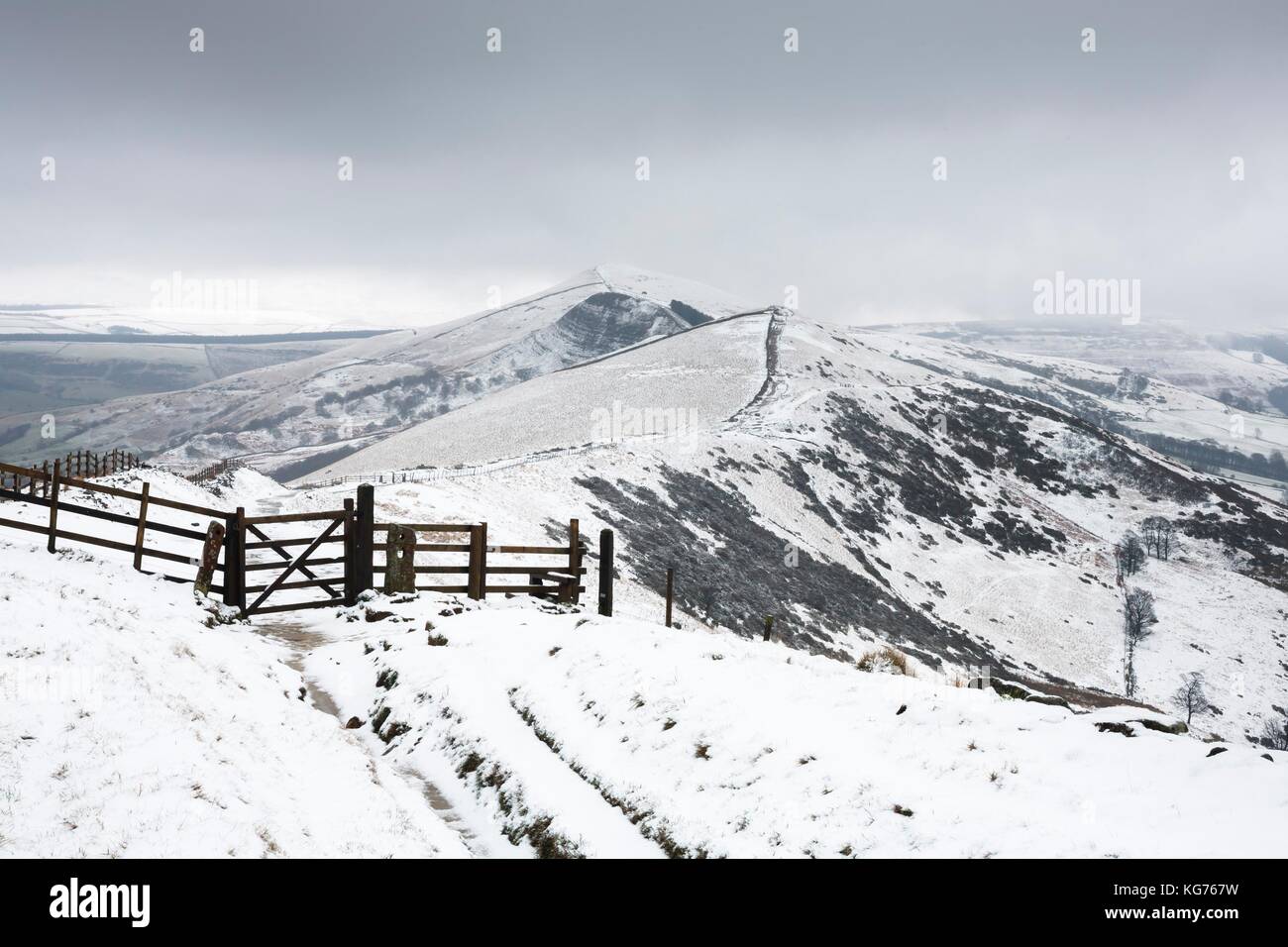 Hollins Cross, Back Tor and Lose Hill in winter. Viewed from Mam Tor ...