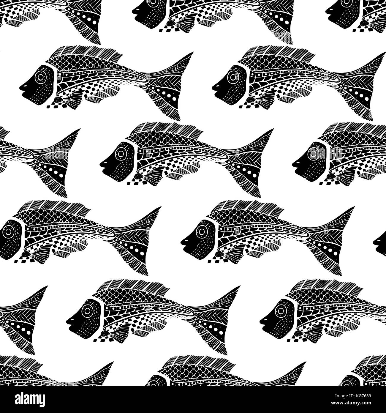 Seamless of fish background. Vector illustration image Stock Vector ...