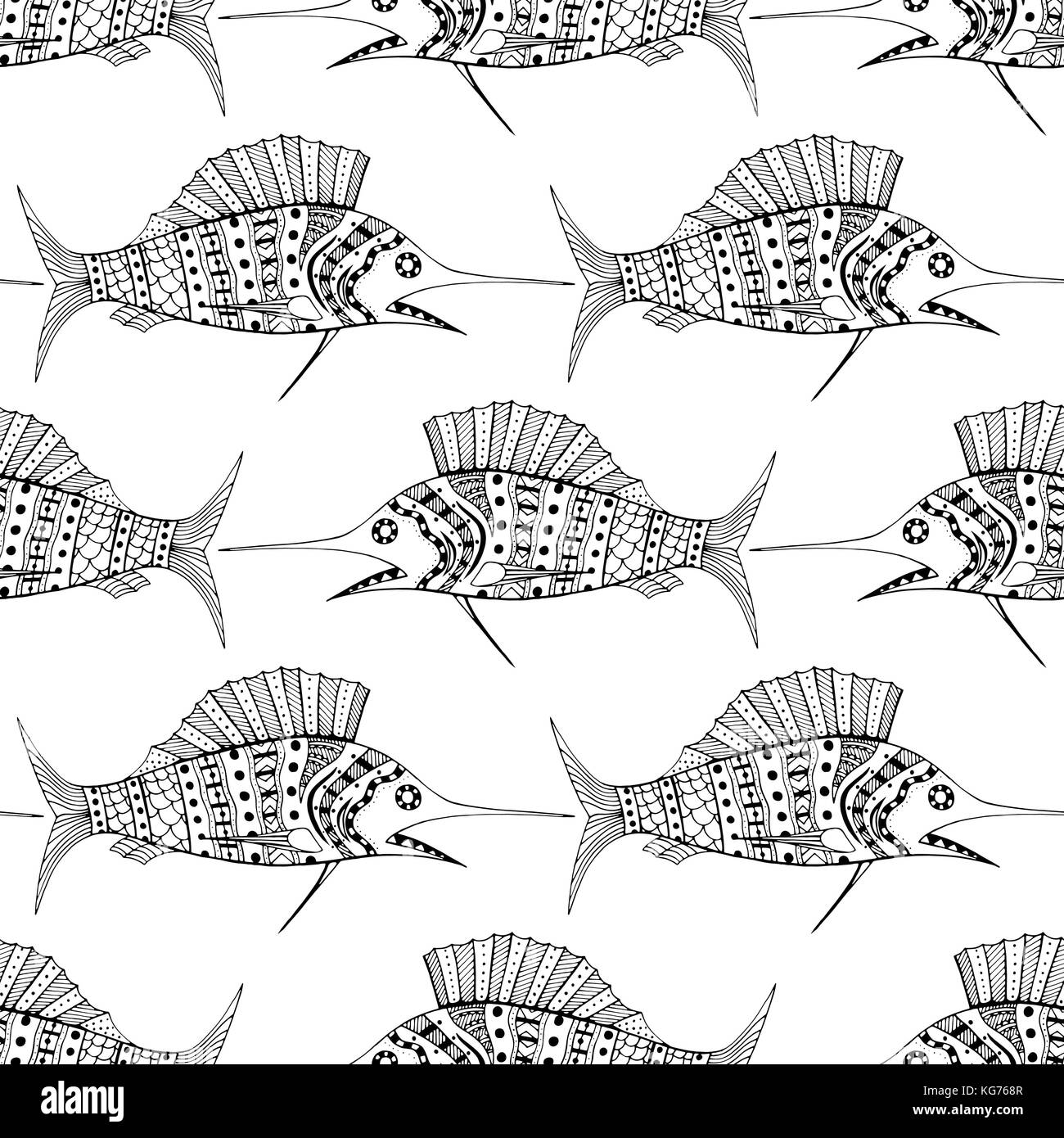 Seamless of fish background. Vector illustration image Stock Vector ...