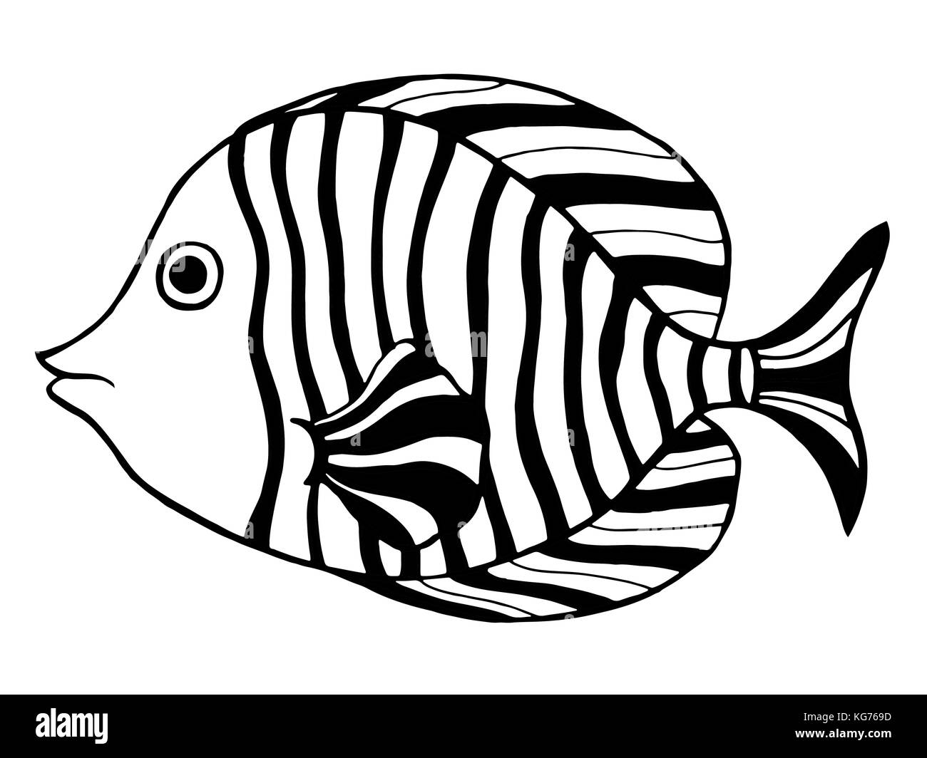 art stylized Fish. Hand Drawn doodle vector illustration isolated on ...