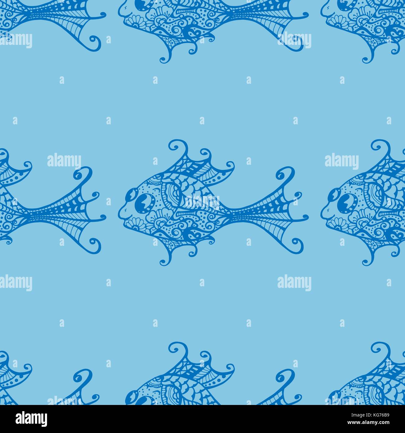 Seamless of fish background. Blue. Vector illustration Stock Vector ...