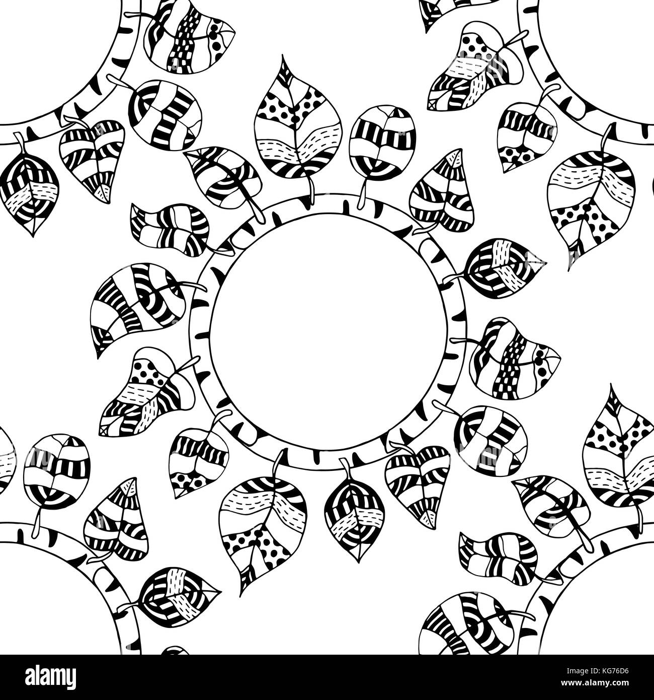 Monochrome Seamless pattern of leaves. Vector illustration image Stock ...