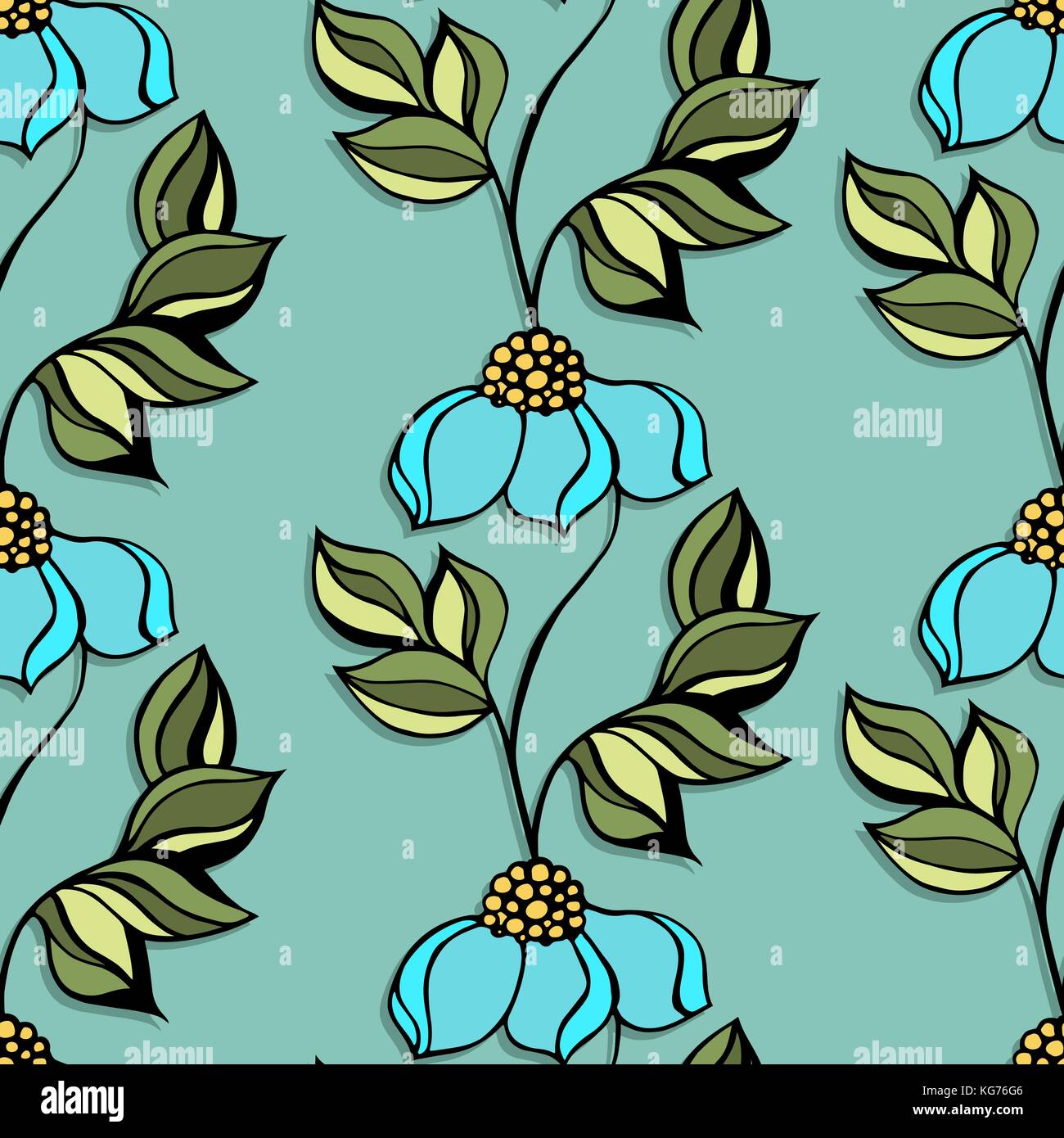 Seamless Floral Pattern. Hand Drawn Floral Texture, Decorative Flowers ...