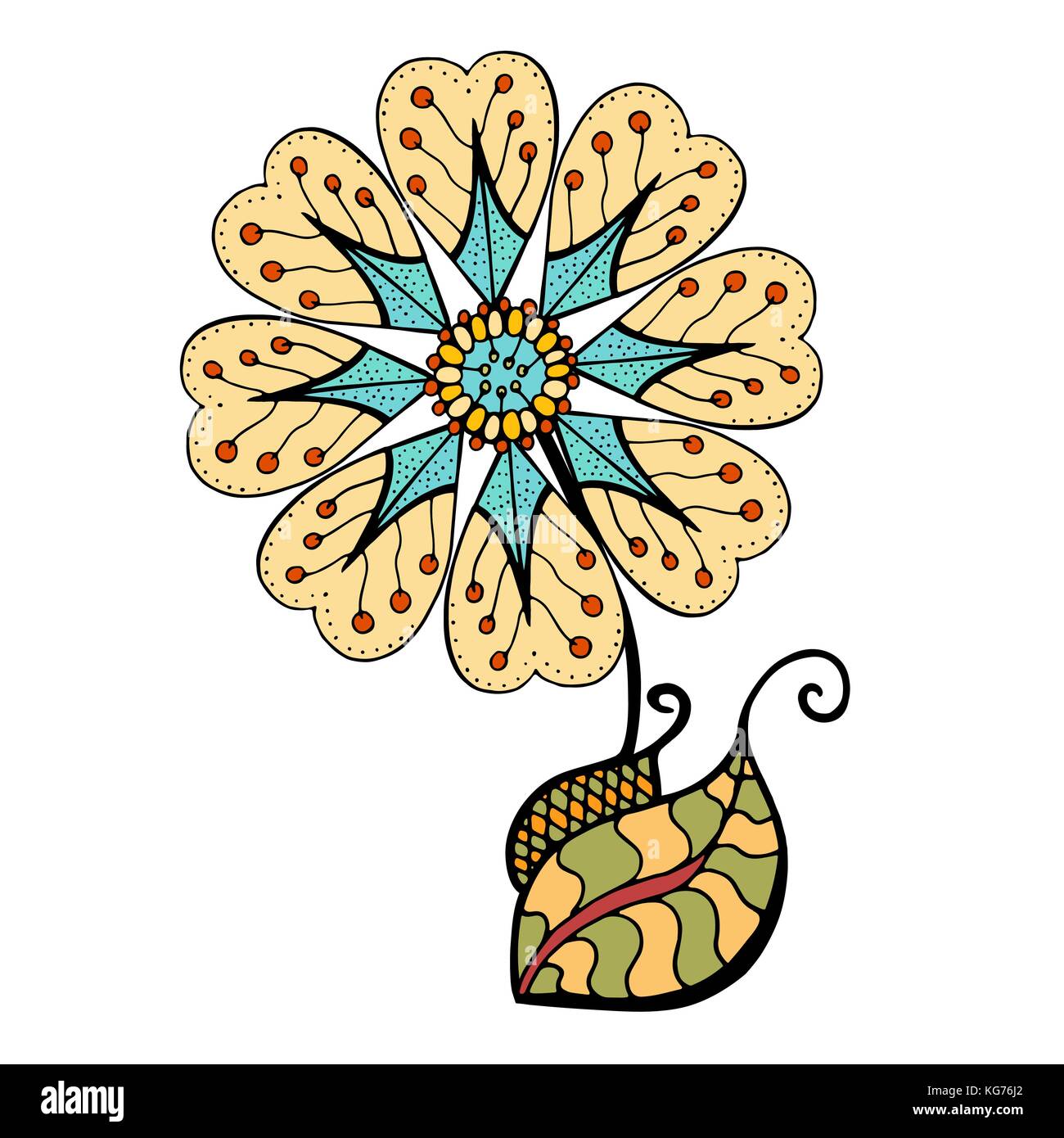 Sketchy colored doodle flower. Vector illustration Stock Vector Image ...