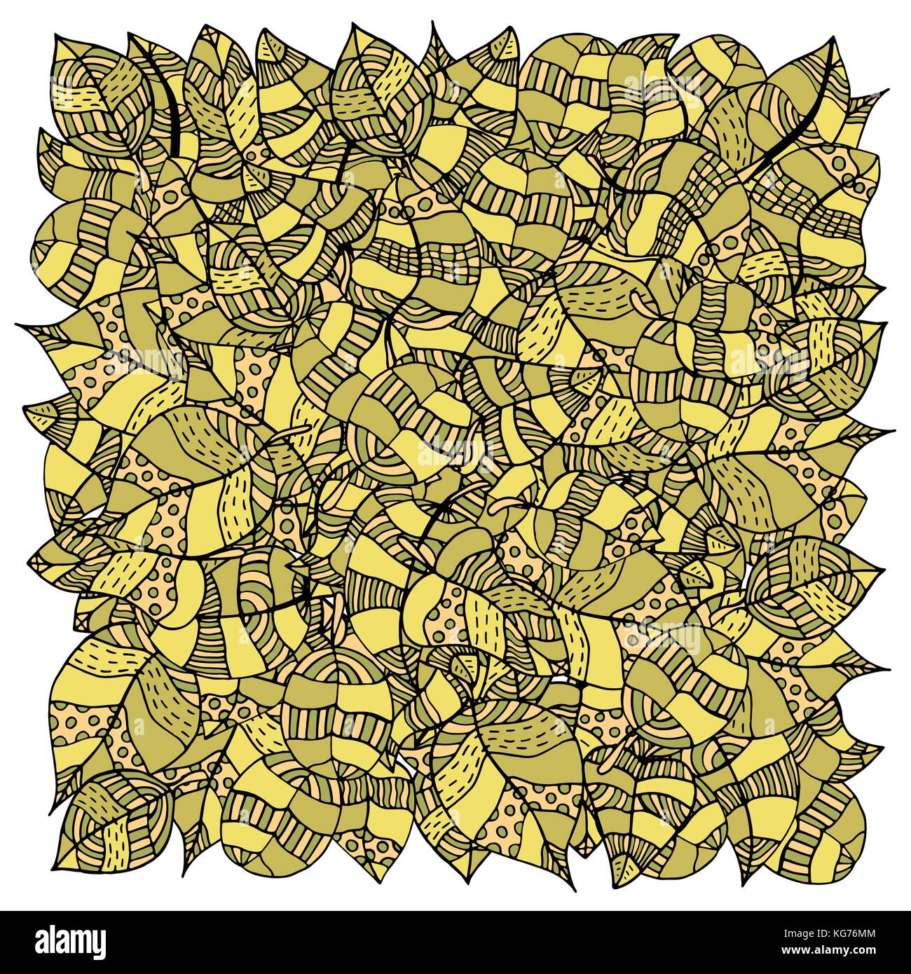 Pattern of leaves. Ethnic, floral, retro, doodle, vector, tribal design ...