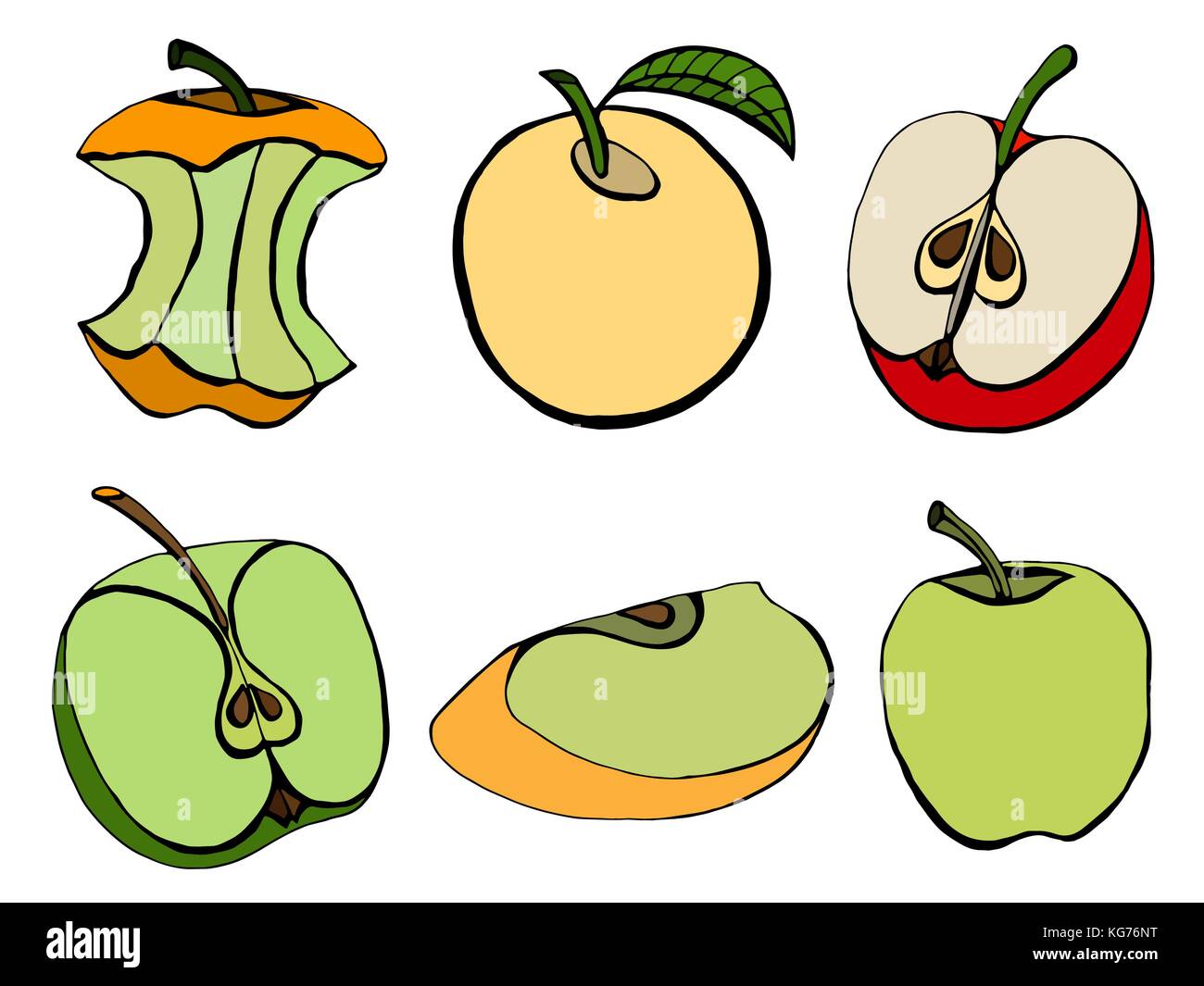 Set of apples on a white background. Vector illustration Stock Vector ...