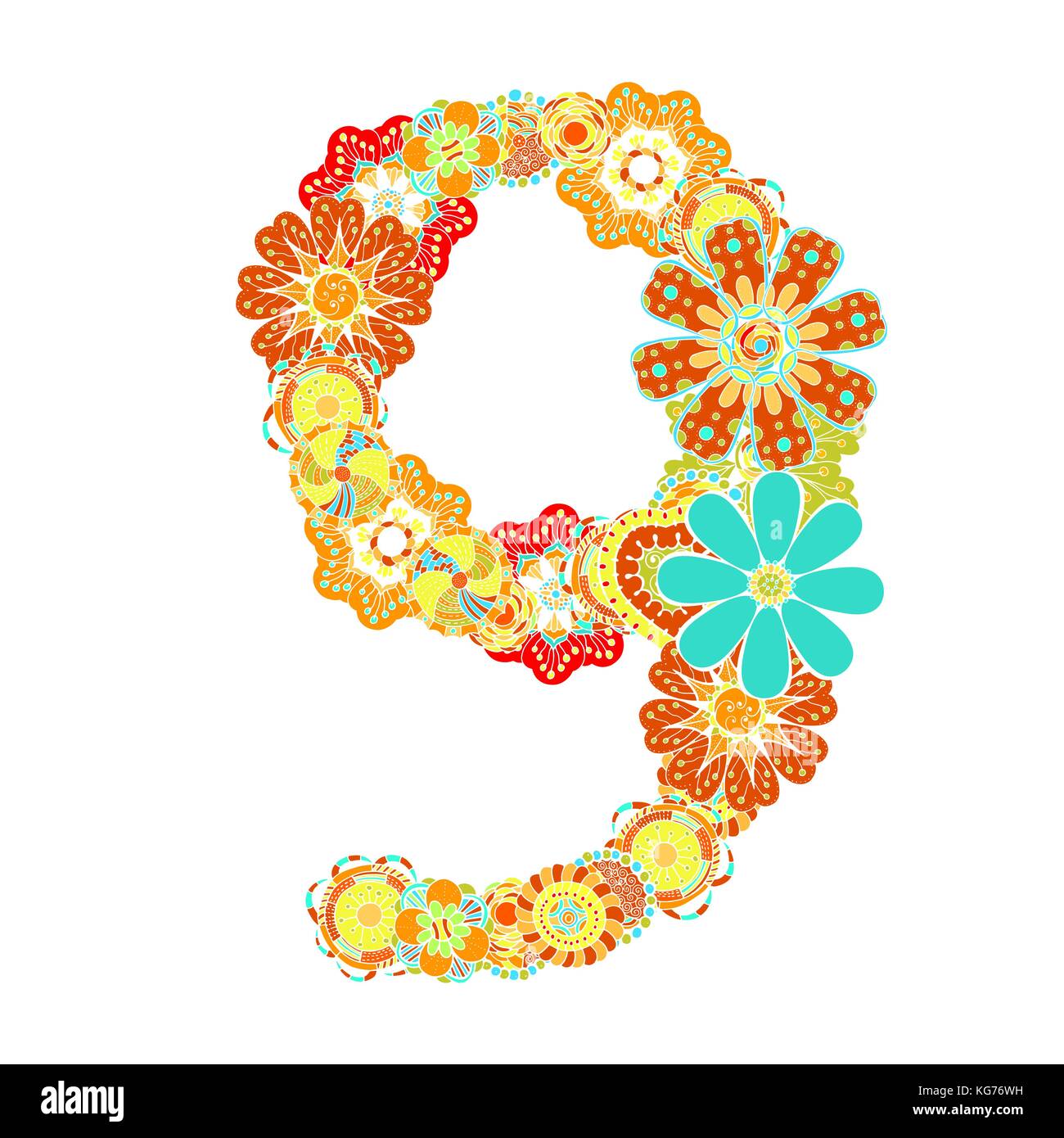 Set illustration nine flowers hi-res stock photography and images - Alamy