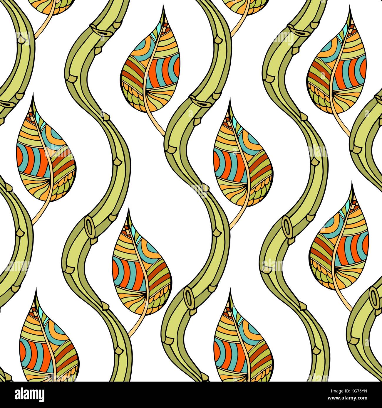 seamless pattern of Doodles branches. Vector illustration Stock Vector ...