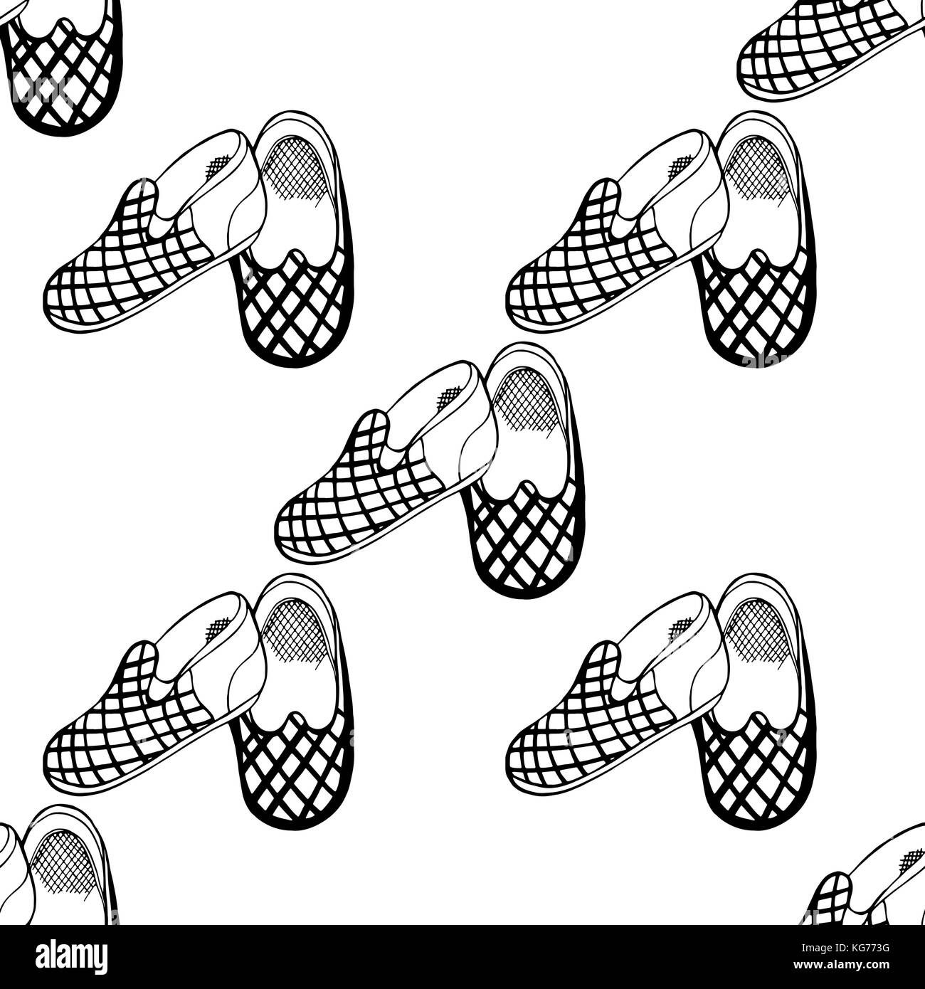 Seamless background of slippers. Hand draw illustration Stock Vector ...