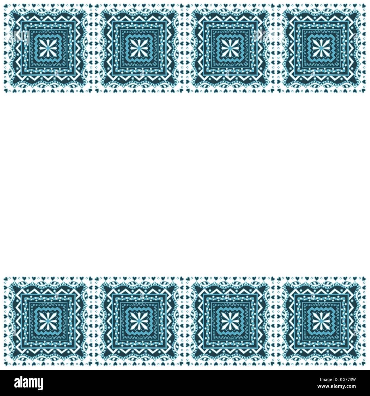 Blue Decorative frame from abstract hand drawn elements. Vector ...